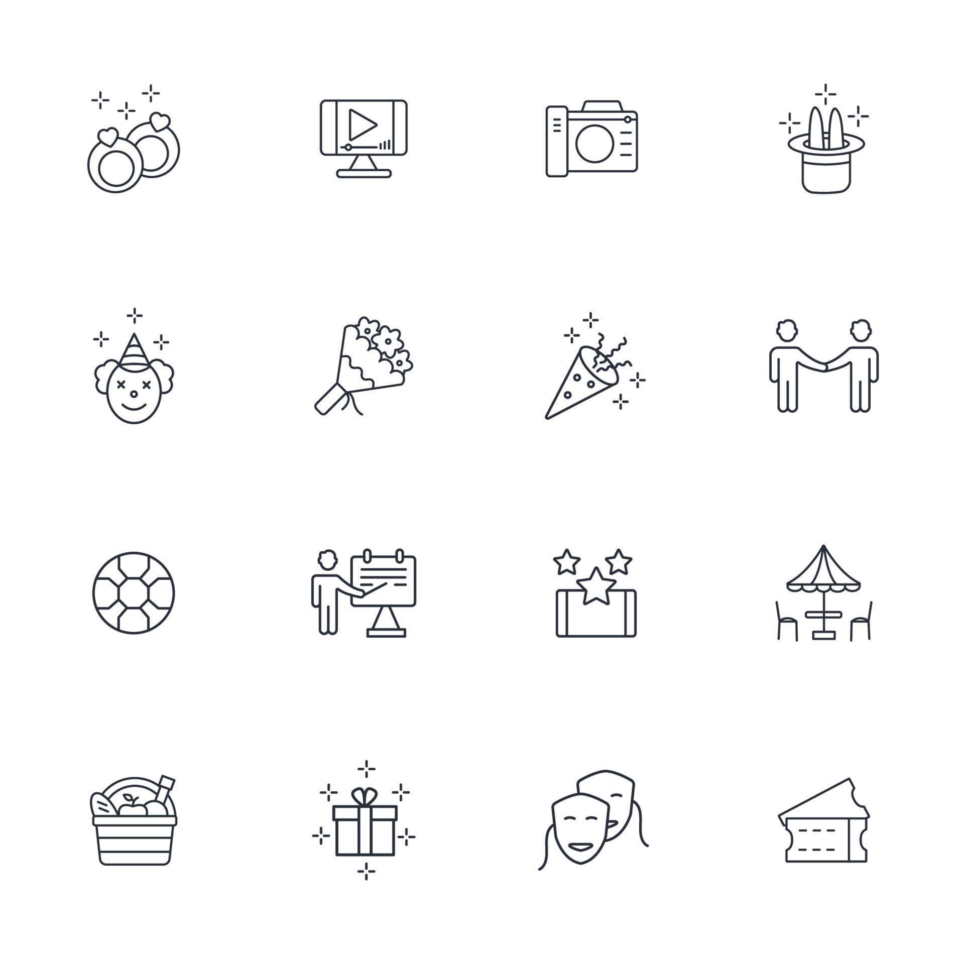 Event icons set . Event pack symbol vector elements for infographic web ...