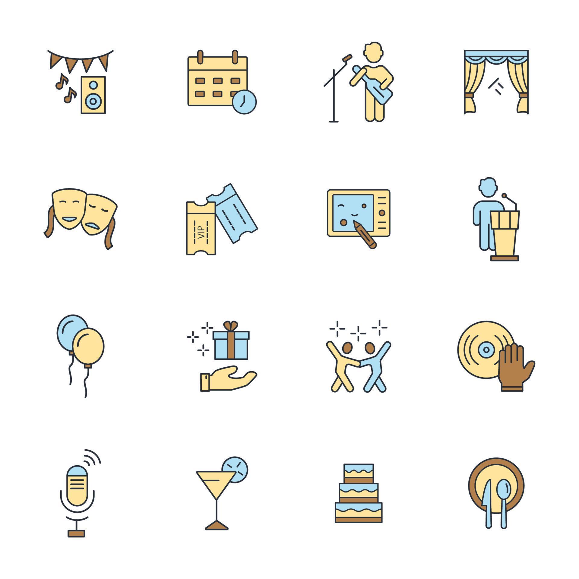 Event icons set . Event pack symbol vector elements for infographic web ...