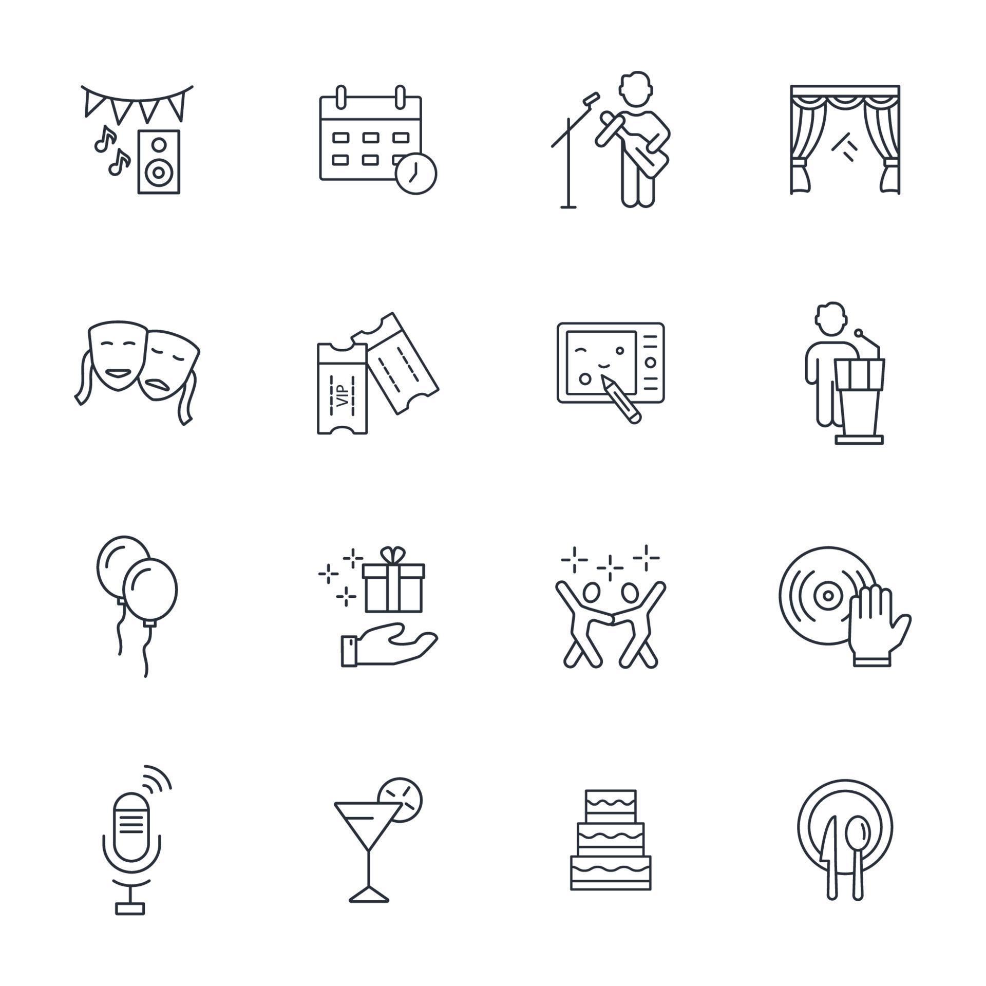 Event icons set . Event pack symbol vector elements for infographic web ...