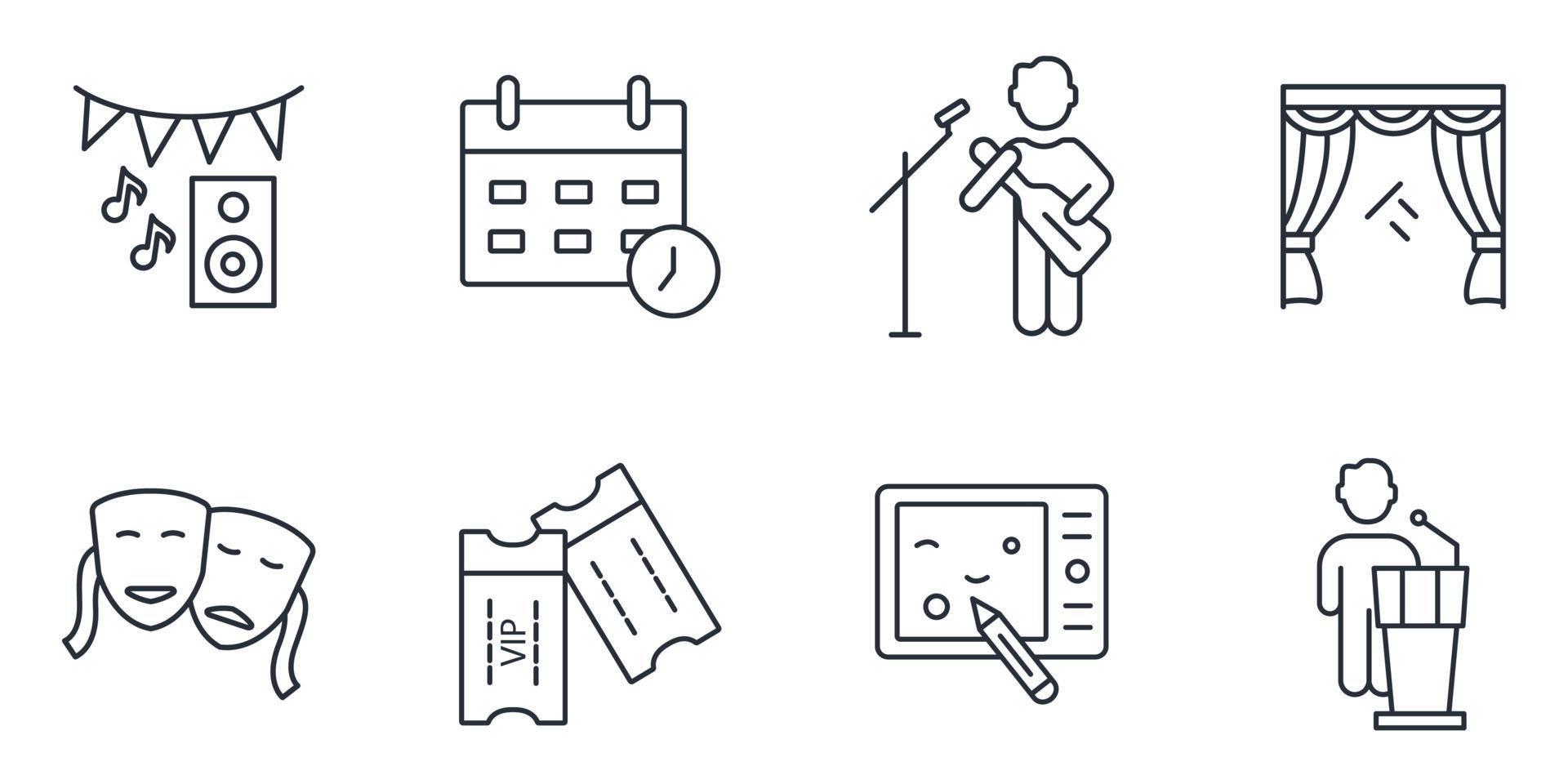 Event icons set . Event pack symbol vector elements for infographic web ...