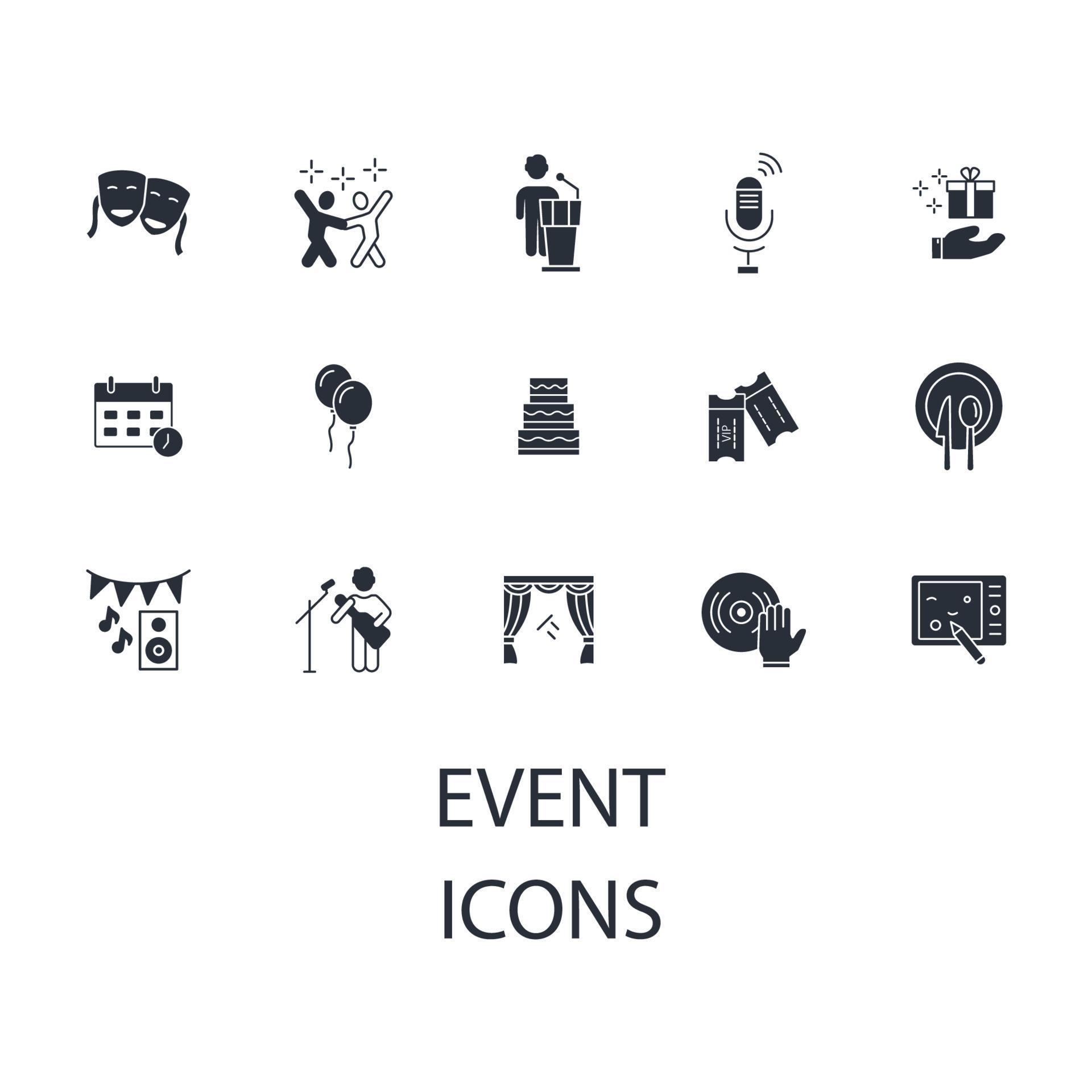 Event icons set . Event pack symbol vector elements for infographic web ...