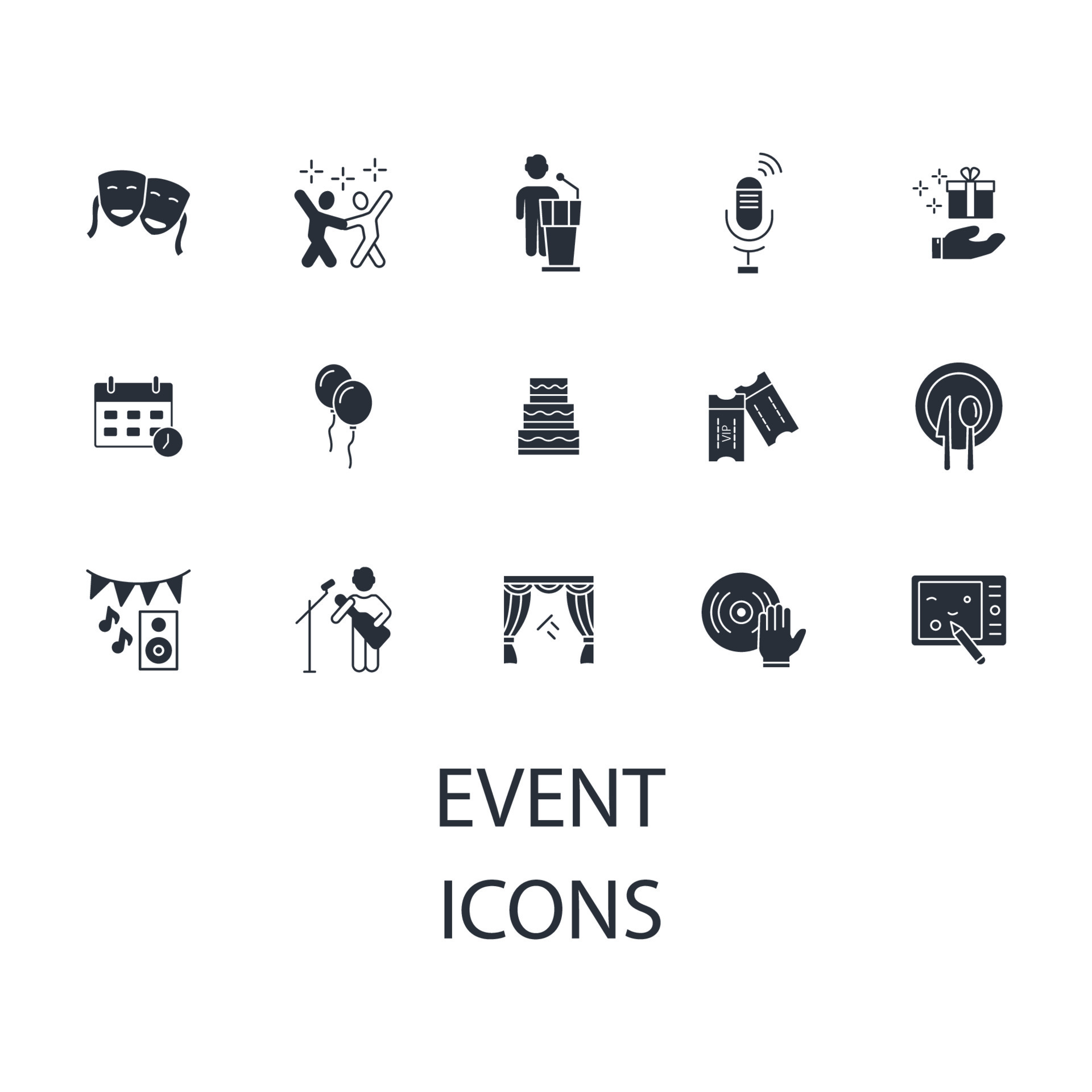 Event Icons Set Event Pack Symbol Vector Elements For Infographic Web