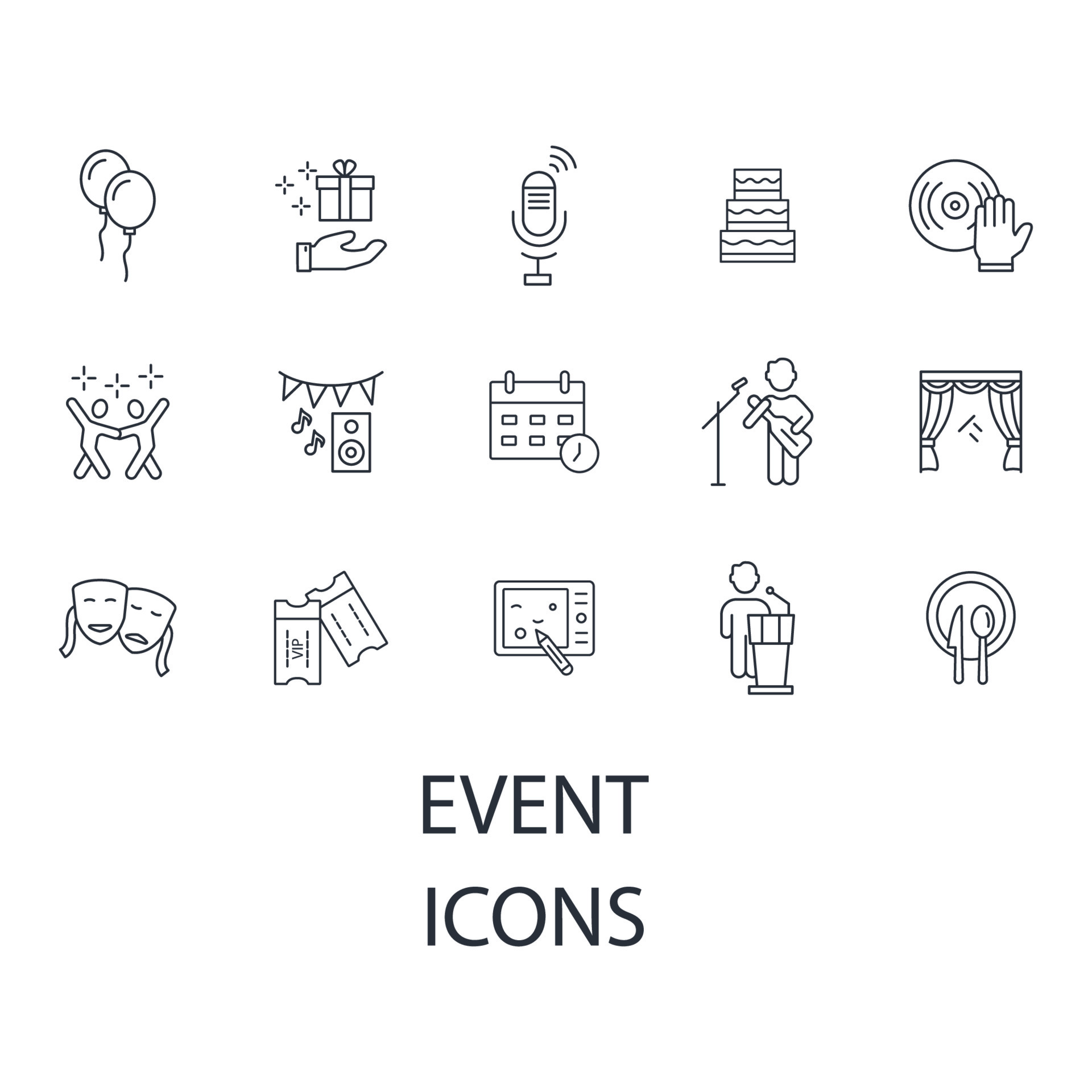 Event Icons Set Event Pack Symbol Vector Elements For Infographic Web