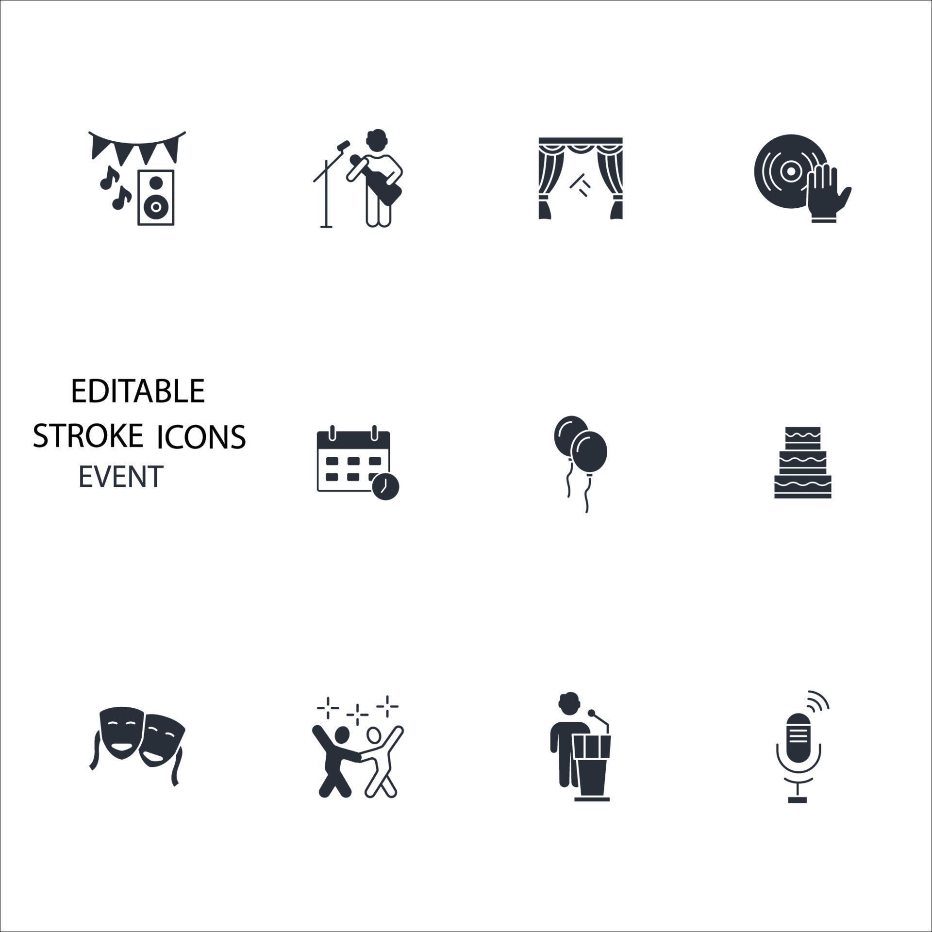 Event icons set . Event pack symbol vector elements for infographic web ...