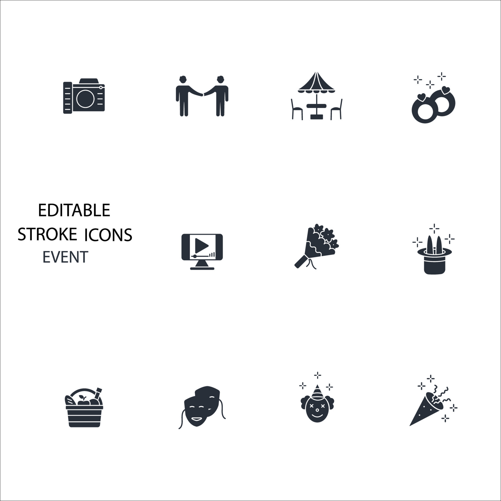 Event icons set . Event pack symbol vector elements for infographic web ...