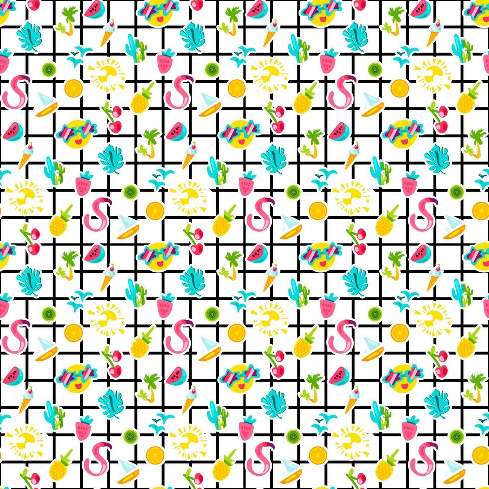 Summer stickers color seamless vector pattern 8023989 Vector Art at ...