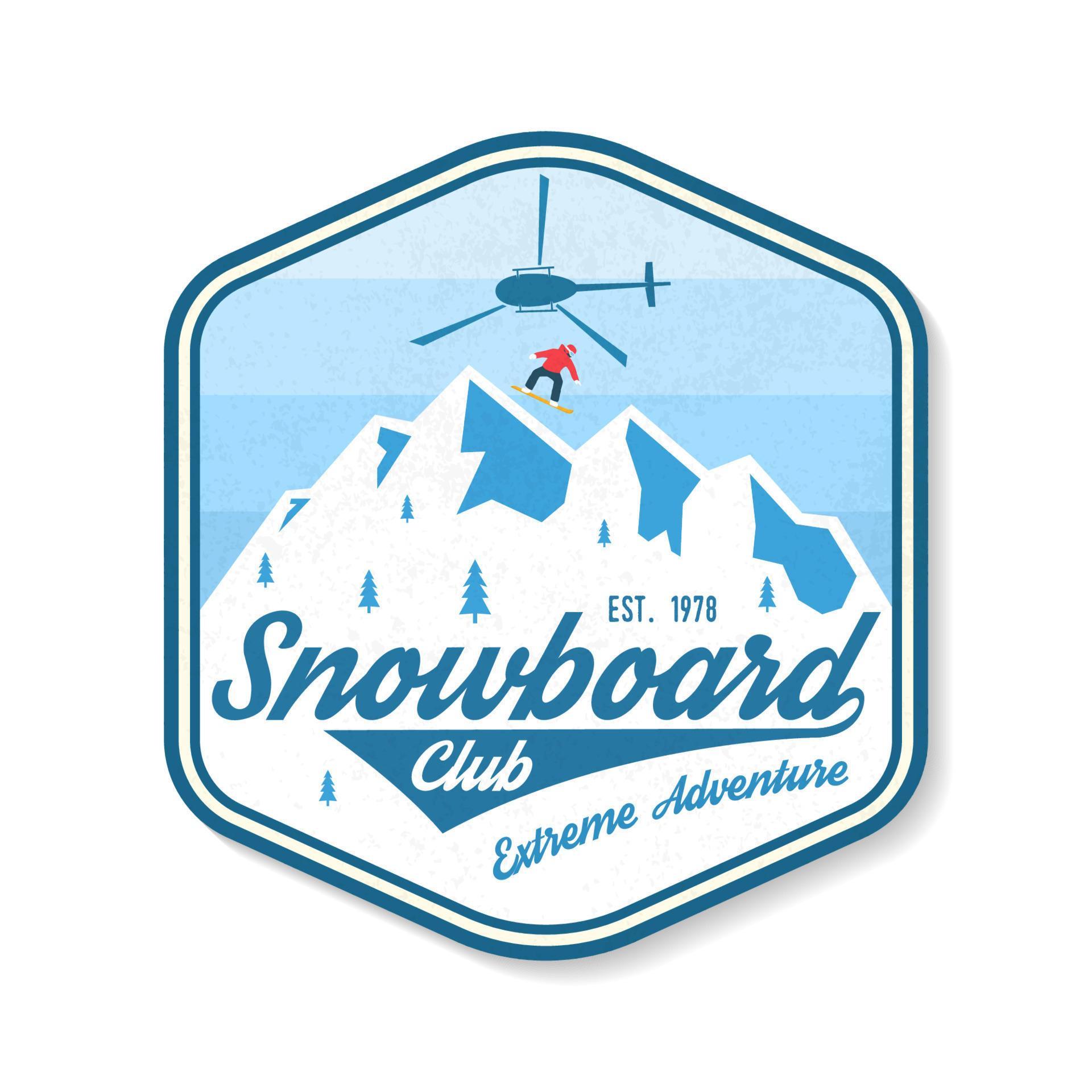 Snowboard Club patch. Vector. Concept for shirt, print, stamp, badge ...