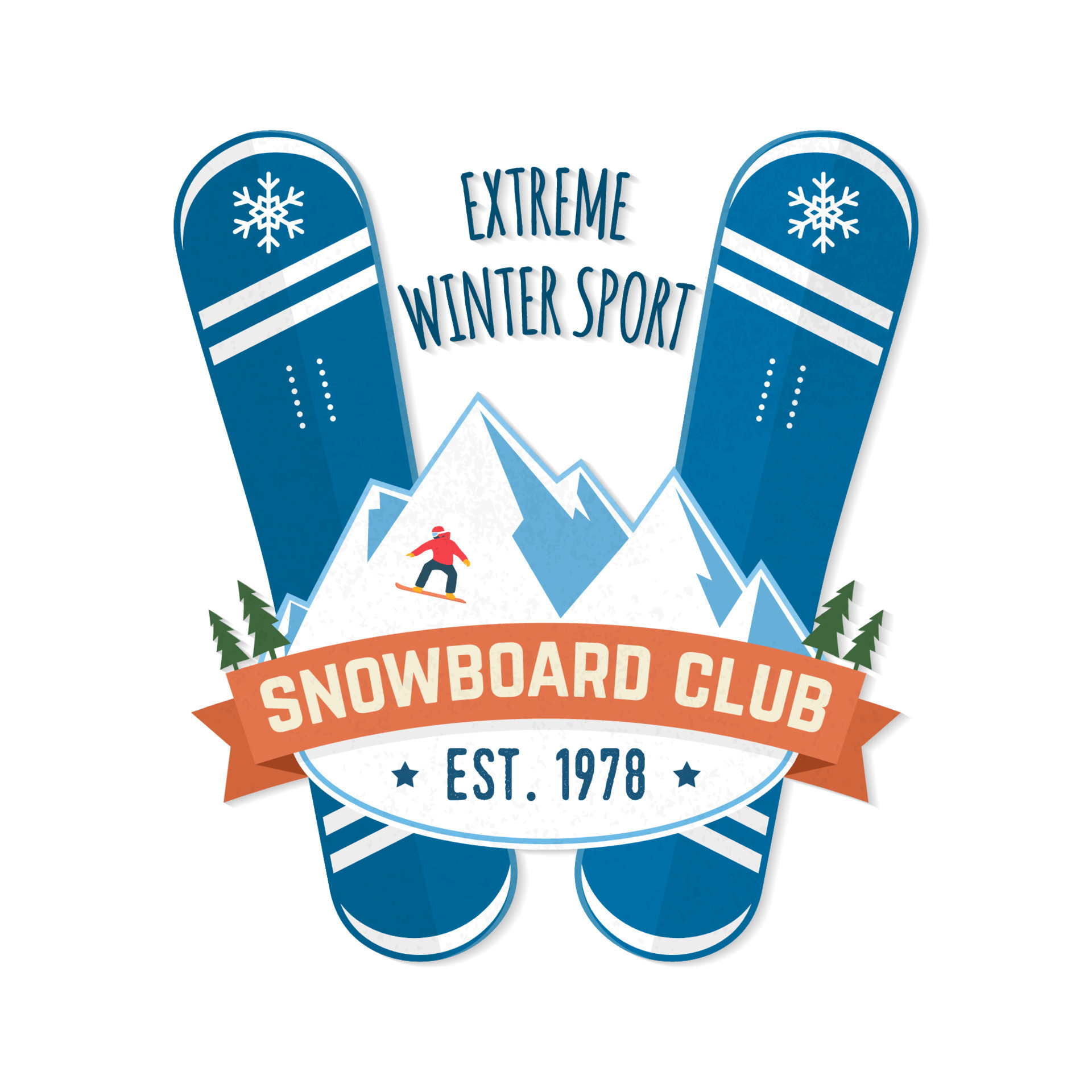 Snowboard Club. Vector illustration. Concept for shirt, patch, print ...