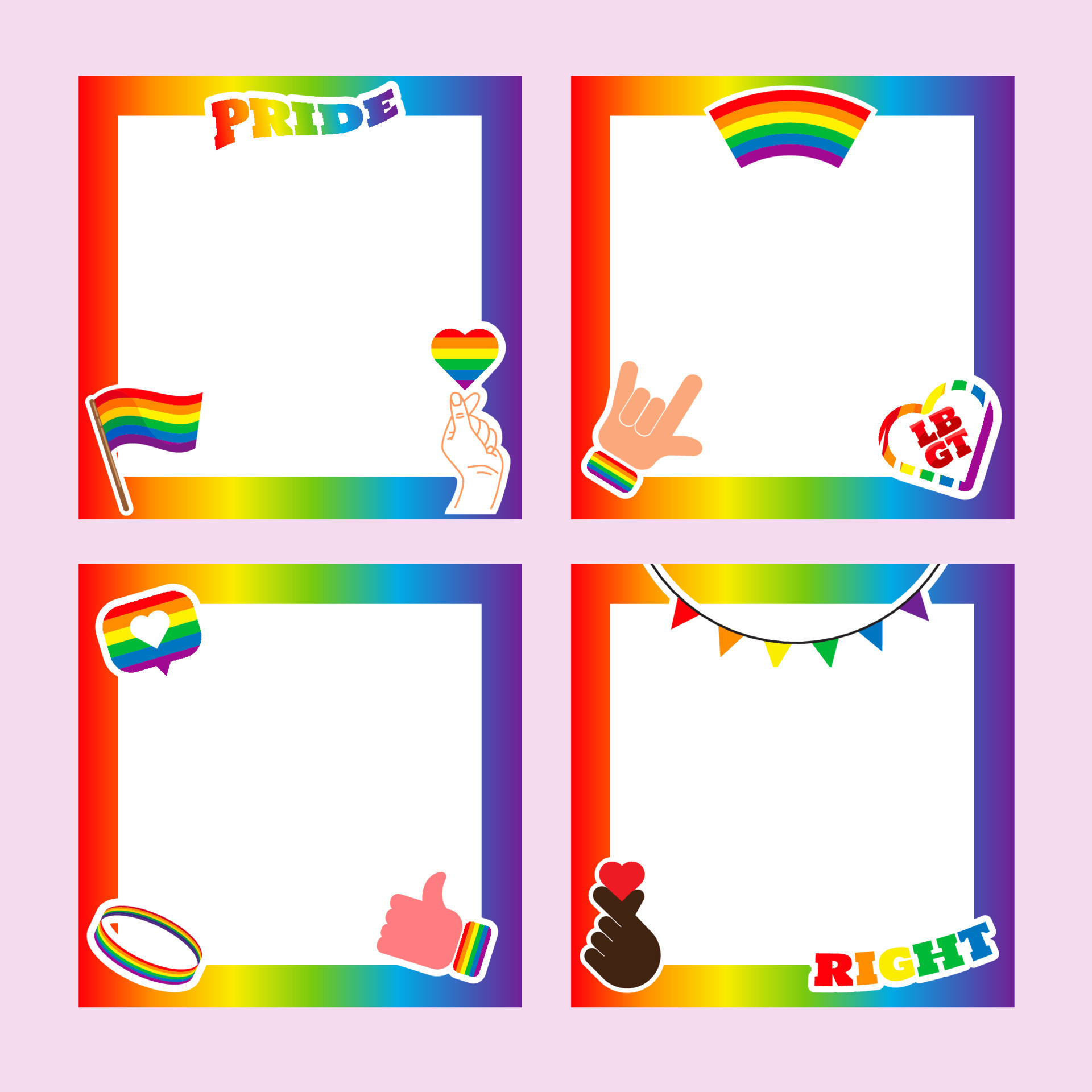 Pride Frame Lgbt Symbols Love Heart Flag In Rainbow Colours Gay