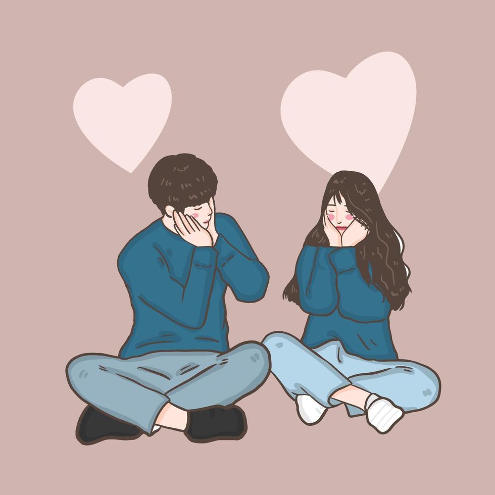 Happy Love Couple Fall In Love Illustration Valentine Celebration