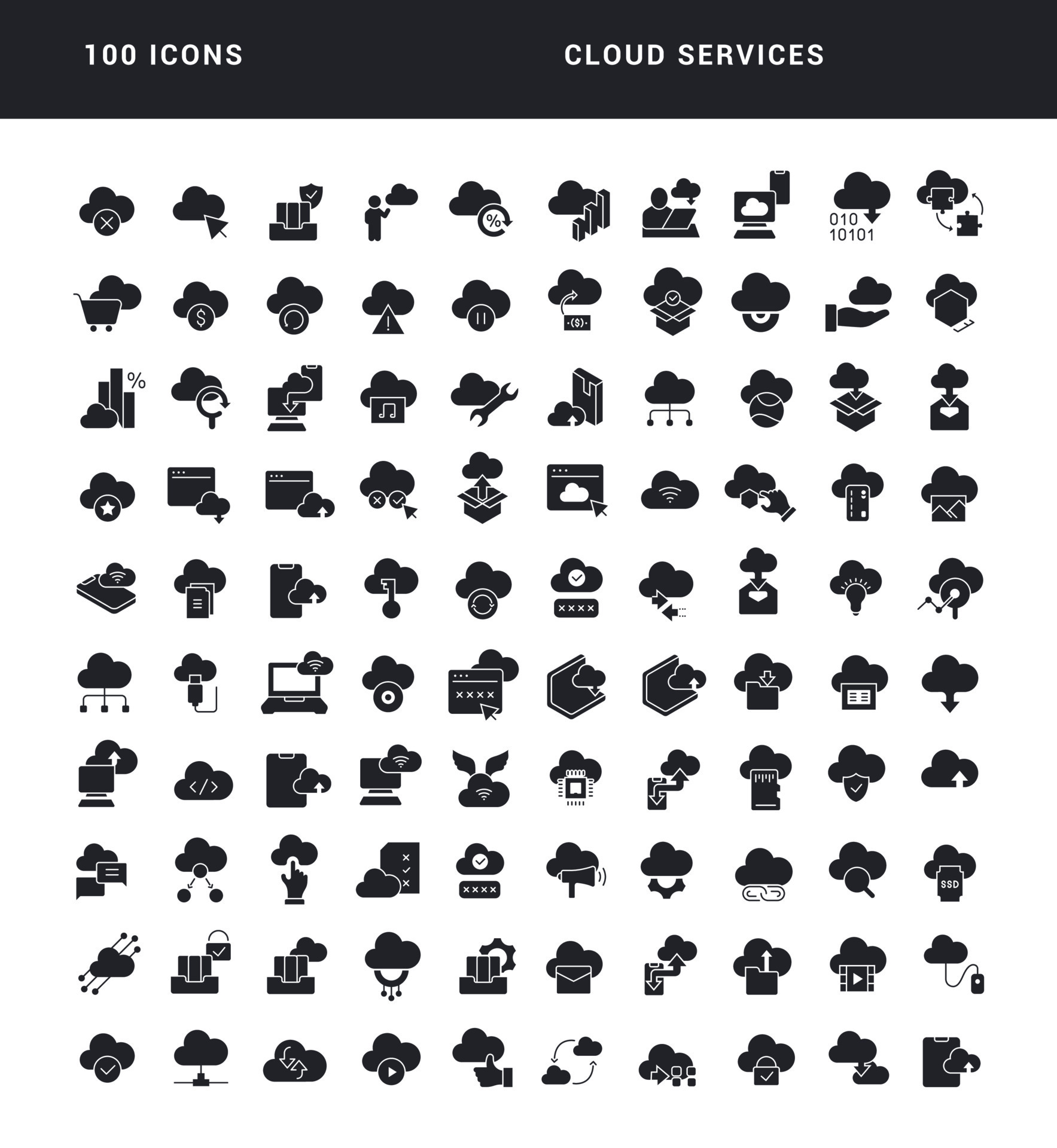 Set of simple icons of Cloud Services 8033449 Vector Art at Vecteezy