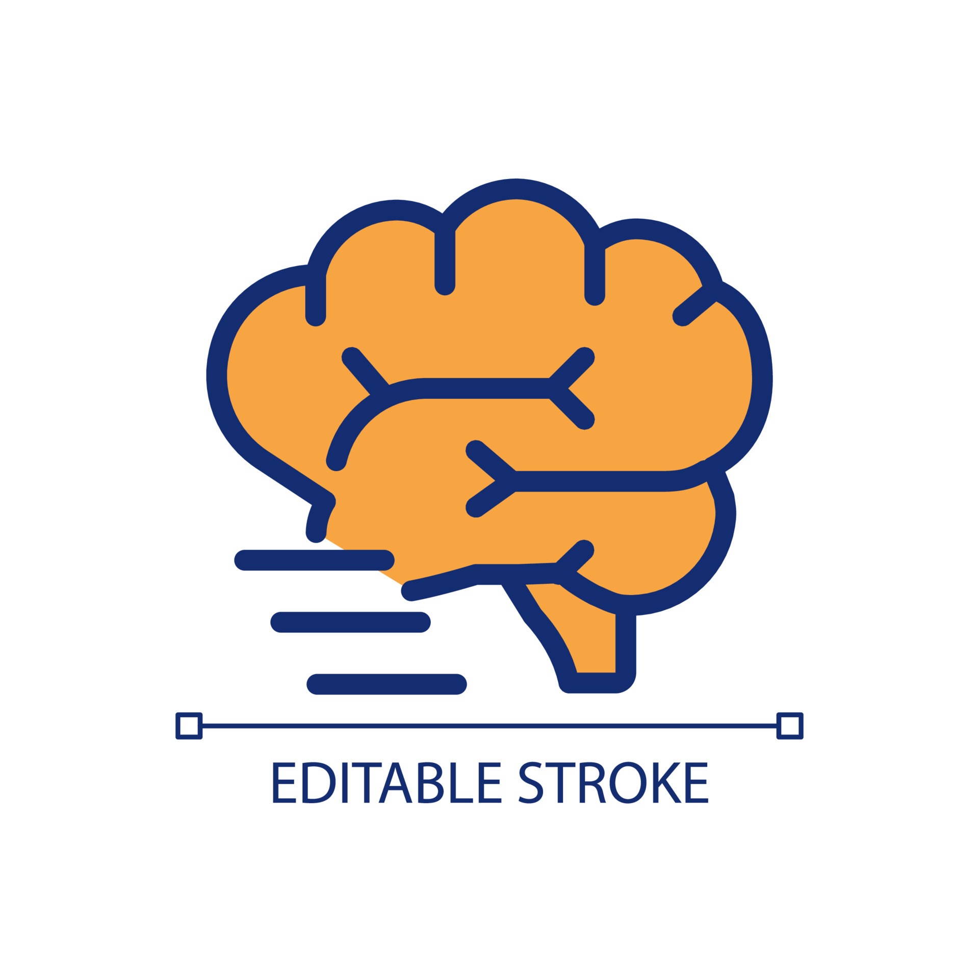 Brain activity pixel perfect RGB color icon. Human body organ. Mental ...