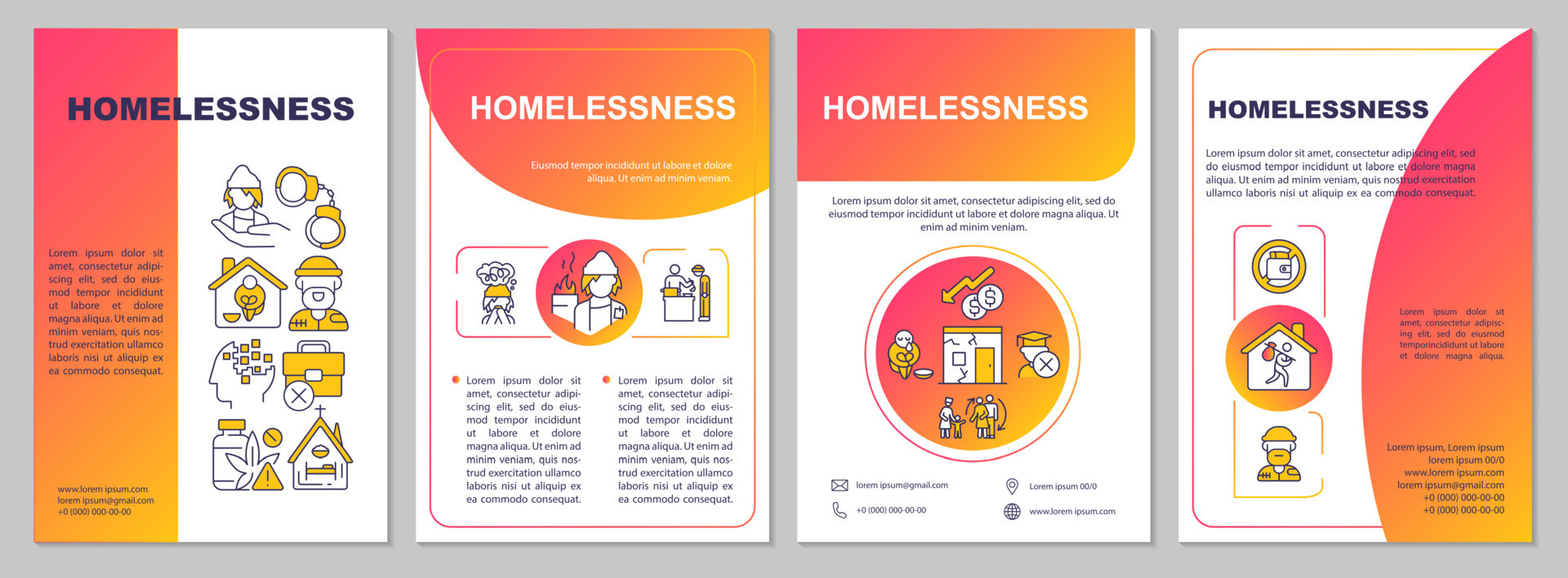Homelessness problem red gradient brochure template. Extreme form of ...