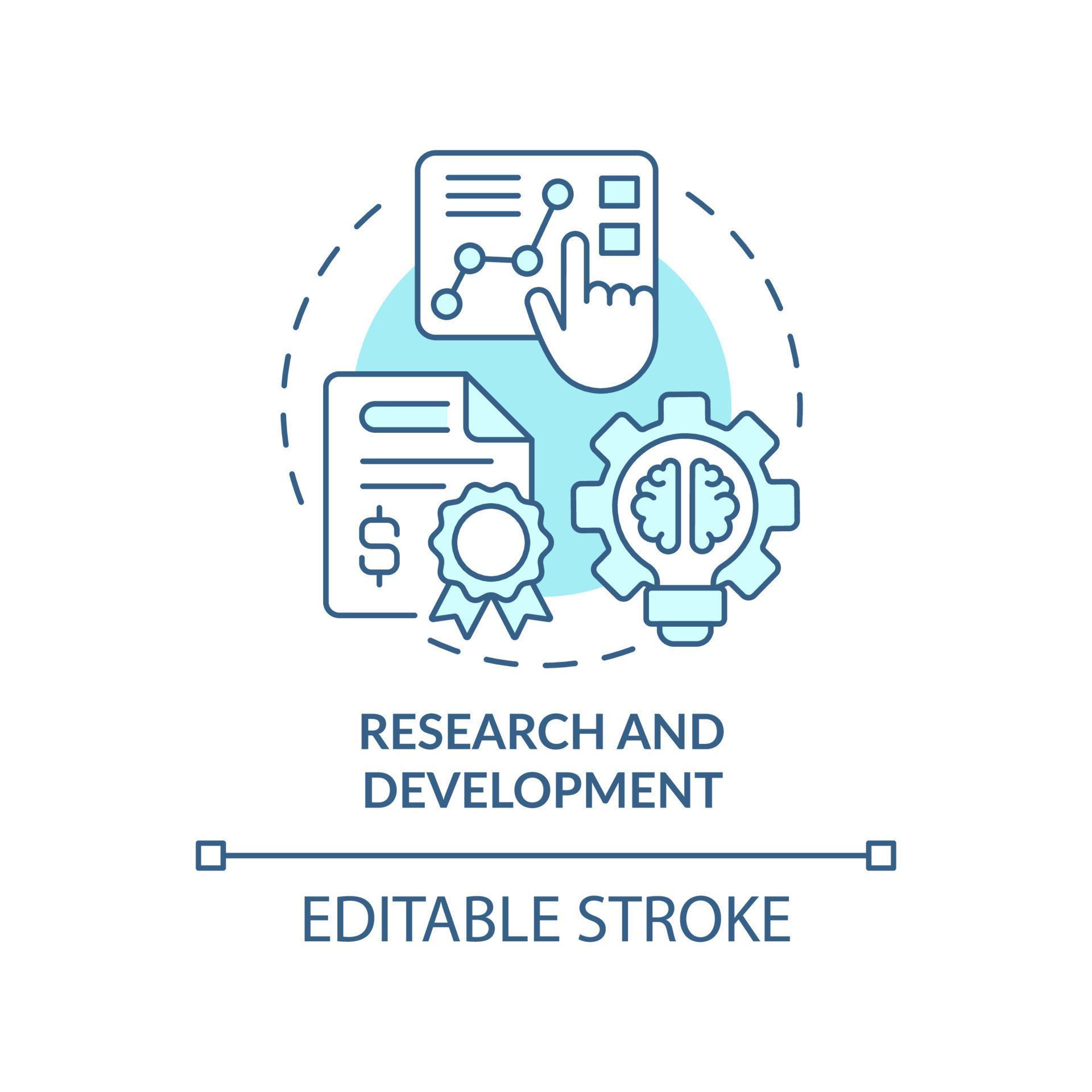 Research and development turquoise concept icon. Helping program for ...