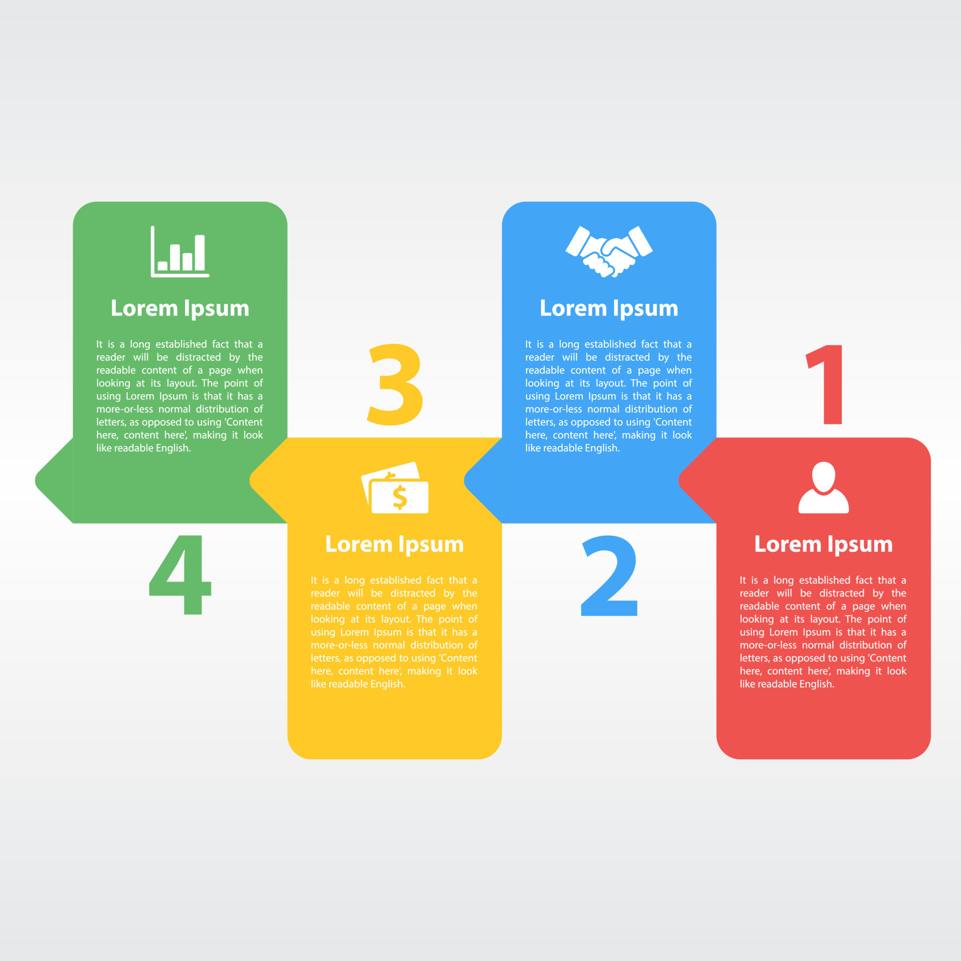 Business infographic design template with 4 steps or options using for ...