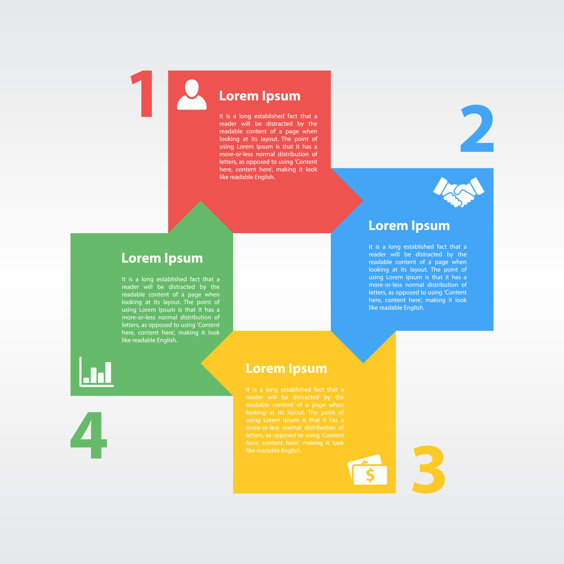 Business infographic design template with 4 steps or options using for ...