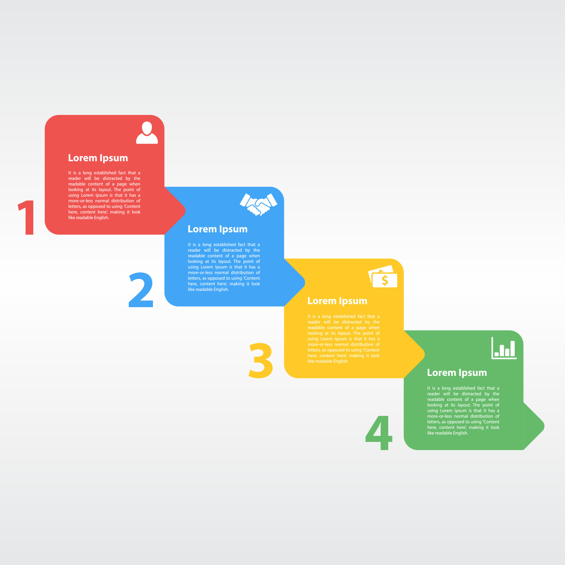 Business infographic design template with 4 steps or options using for ...