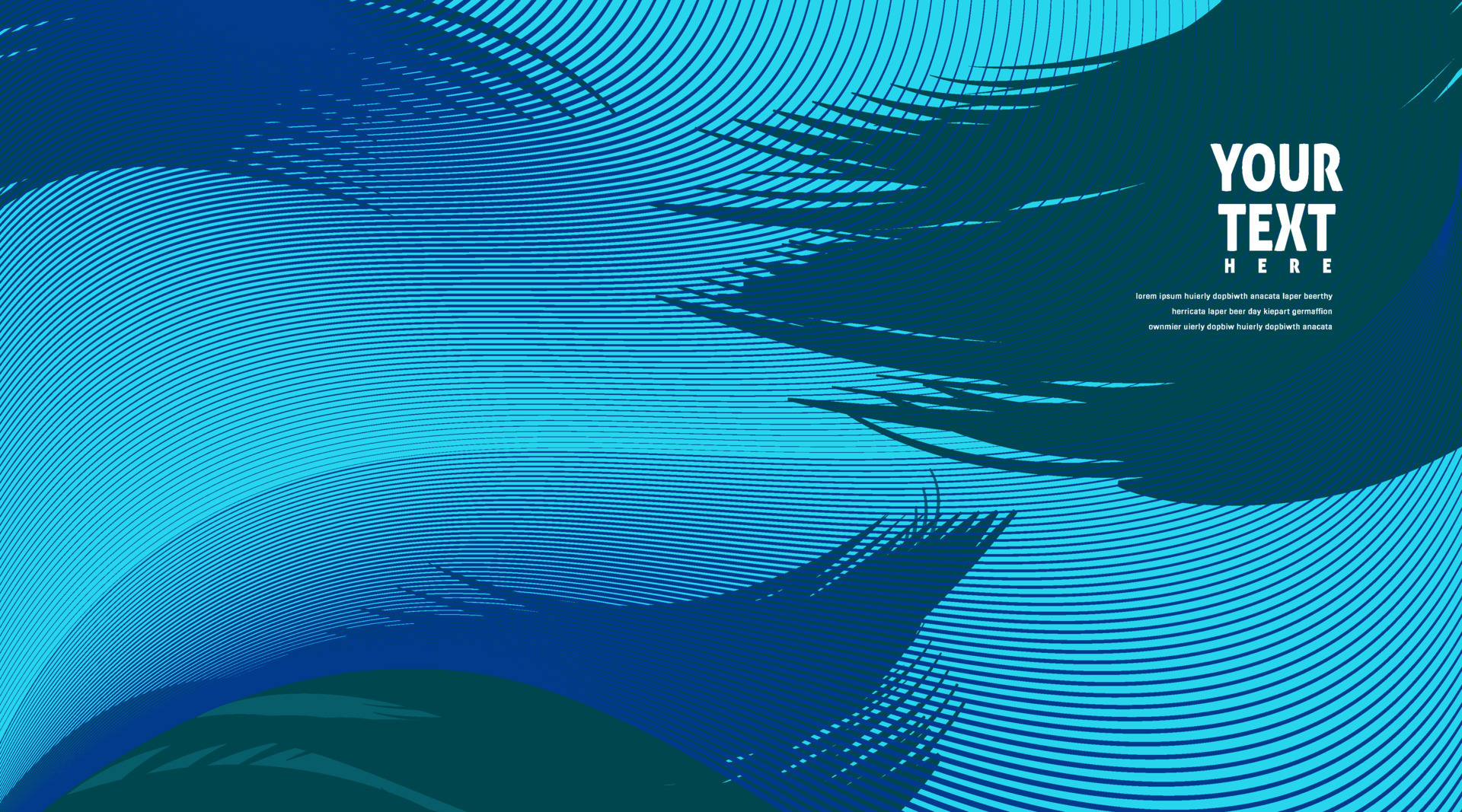 Abstract Dark Blue Mesh Gradient With Glowing Green Curve Lines Pattern Textured Background