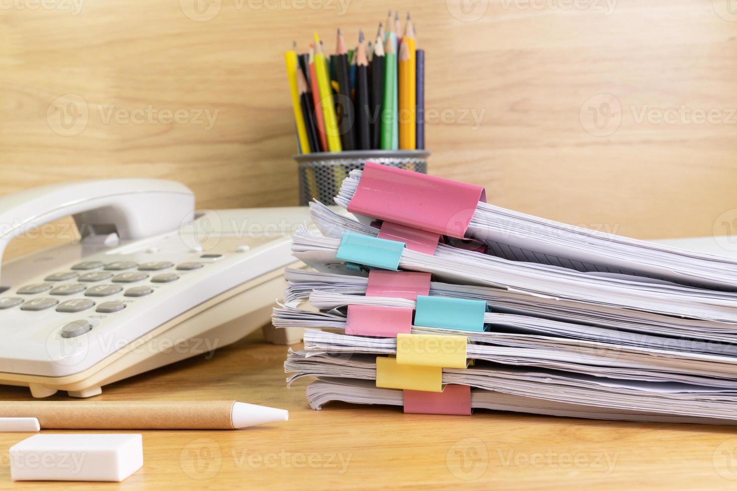 file folder and Stack of business report paper file on the table ...