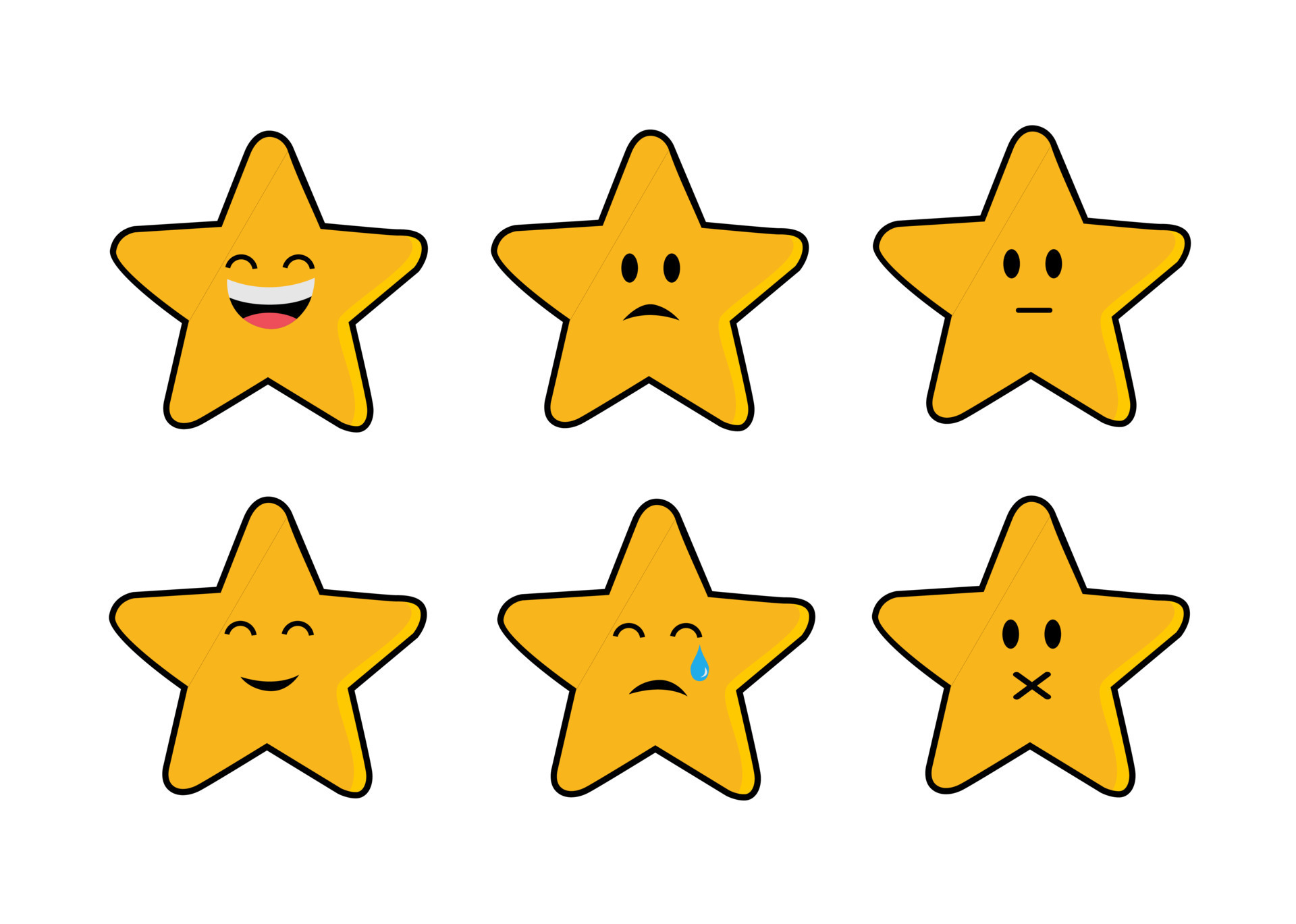 star shape icon set or symbol design with expression 8064171 Vector Art ...