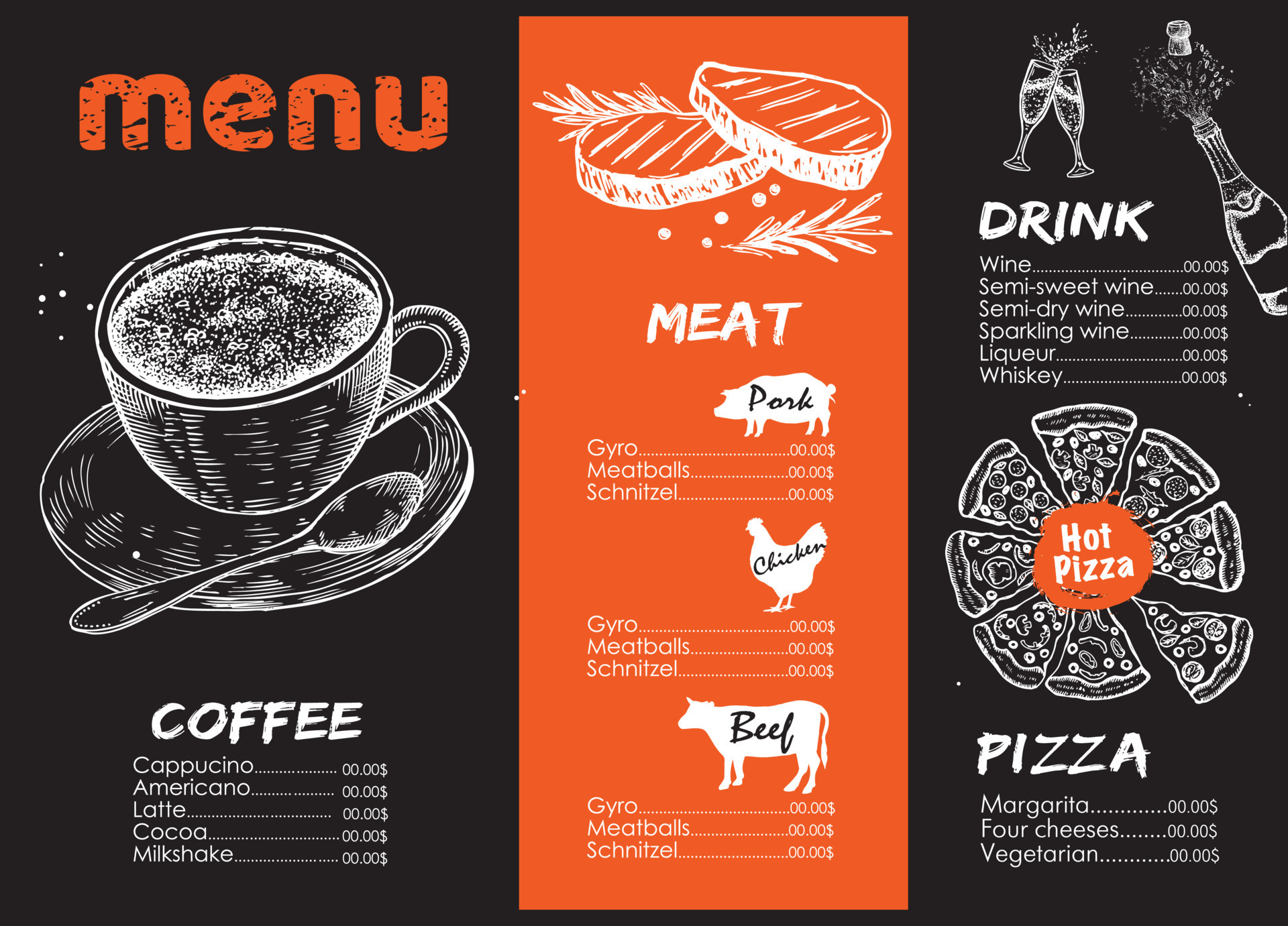 Design template Menu, Vector hand-drawn illustration. 8069825 Vector ...