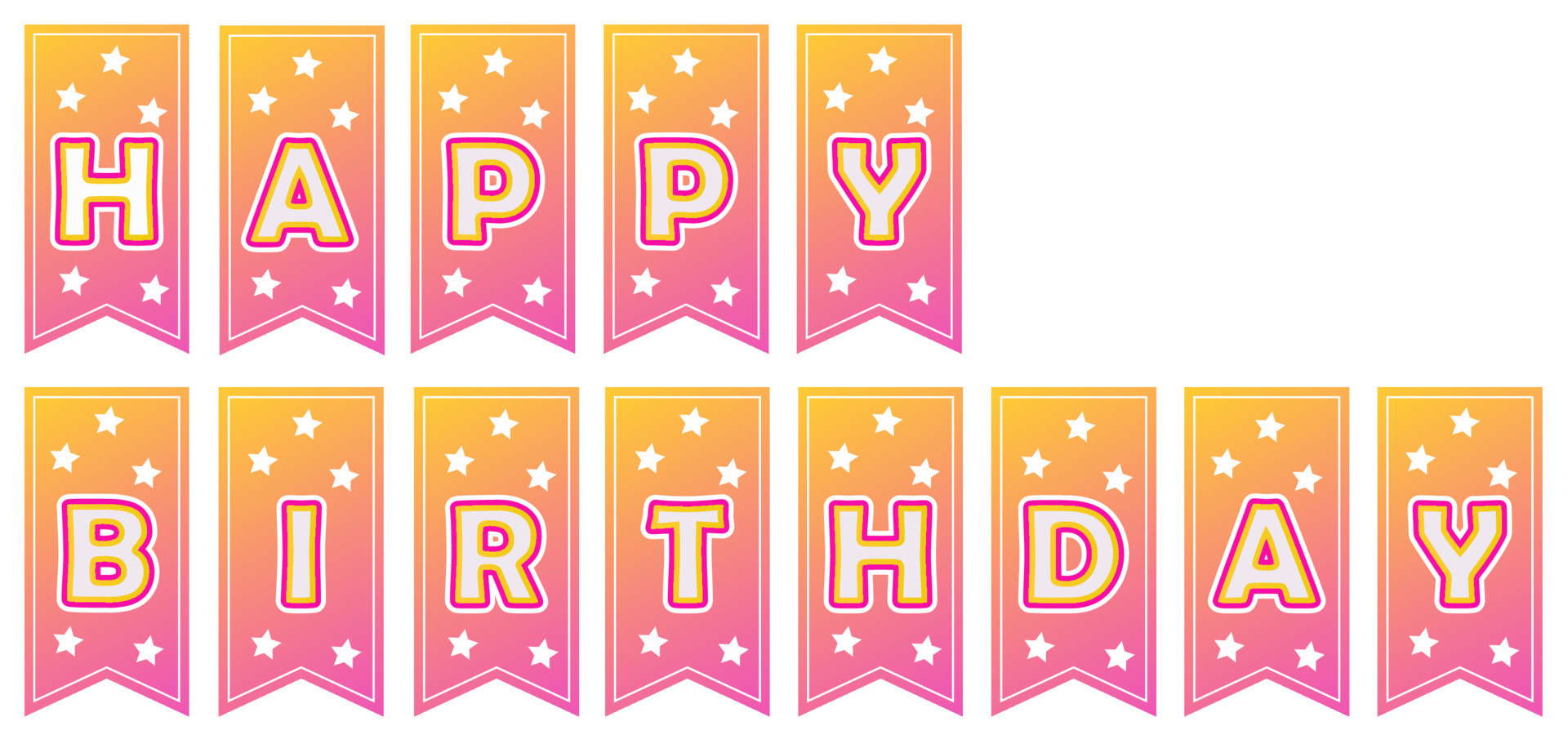Banderines De Banderas De Feliz Cumpleaños Para La Decoración Aislado Listo Para Imprimir Y