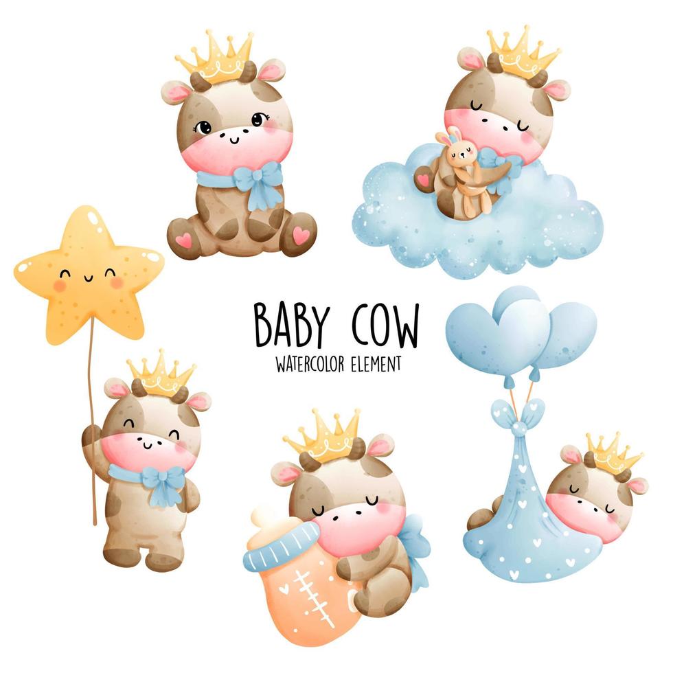 baby cow birthday, baby cow baby shower, vector illustration 8078202 ...