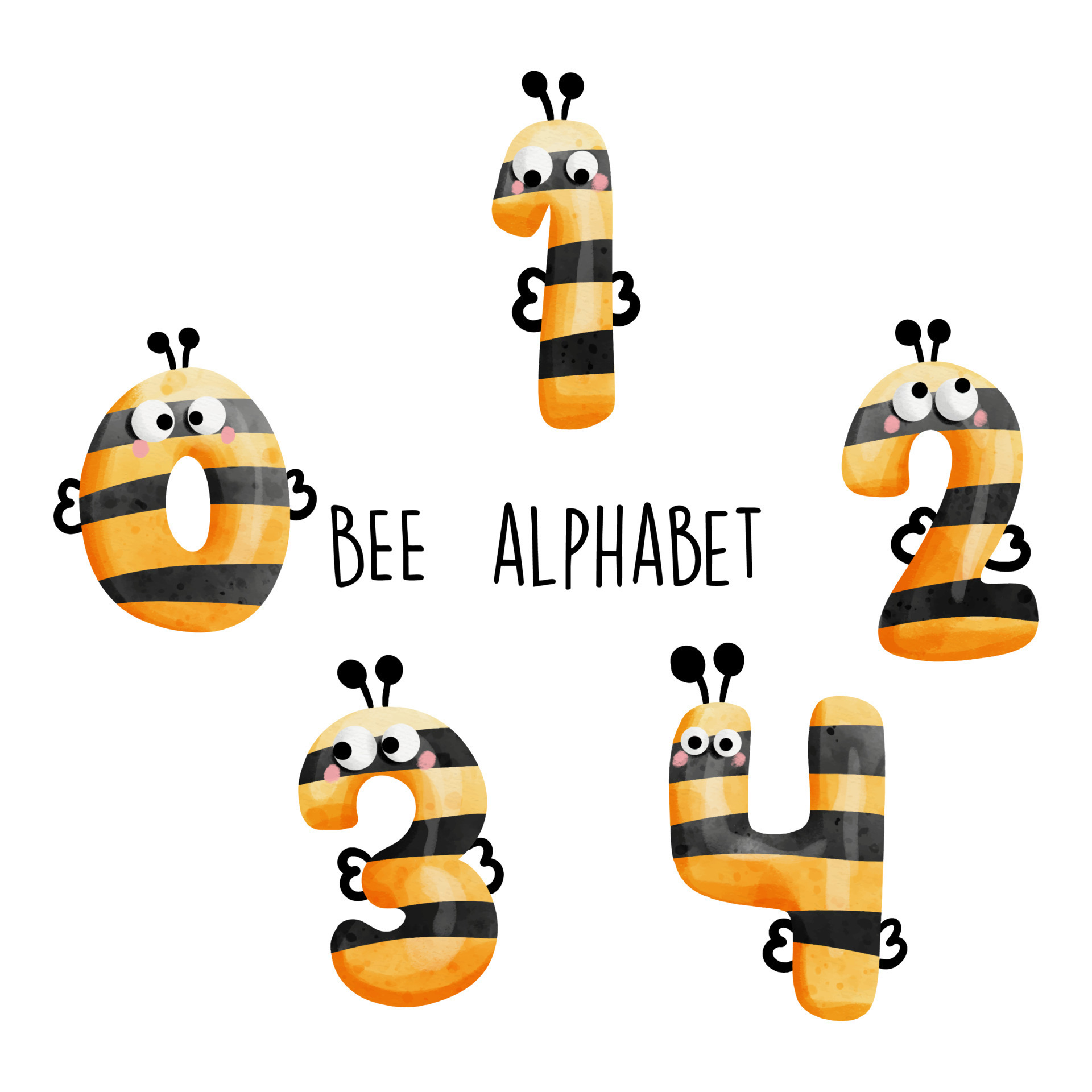 Bee number, honey bee number. Vector illustration 8078317 Vector Art at ...