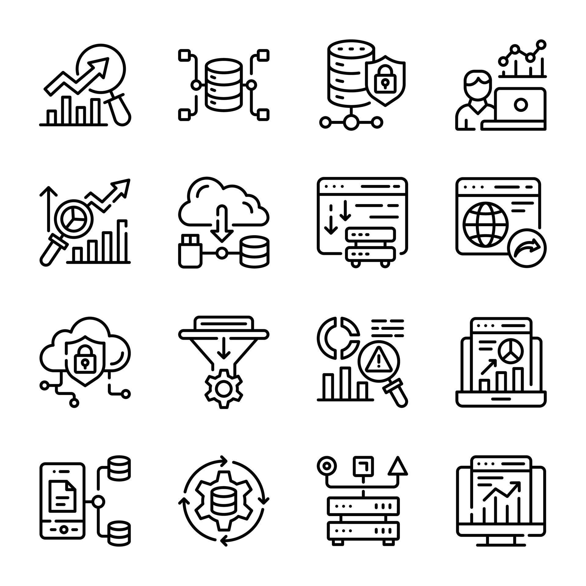 Set of Data Management Line Icons 8080378 Vector Art at Vecteezy