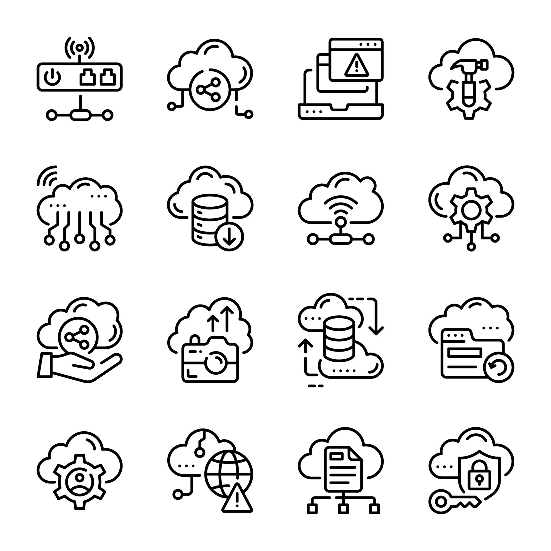 Collection of Data Network Line Icons 8080386 Vector Art at Vecteezy