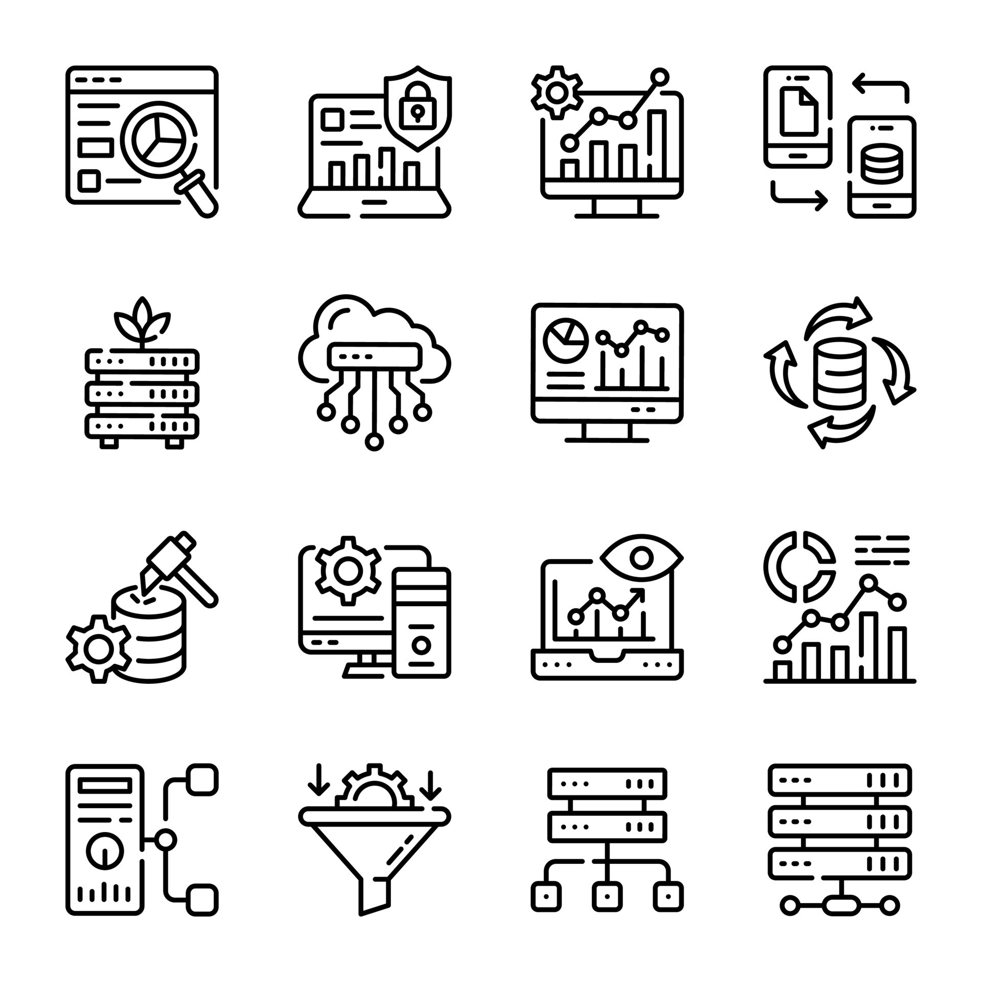 Set of Big Data Analytics Line Icons 8080388 Vector Art at Vecteezy