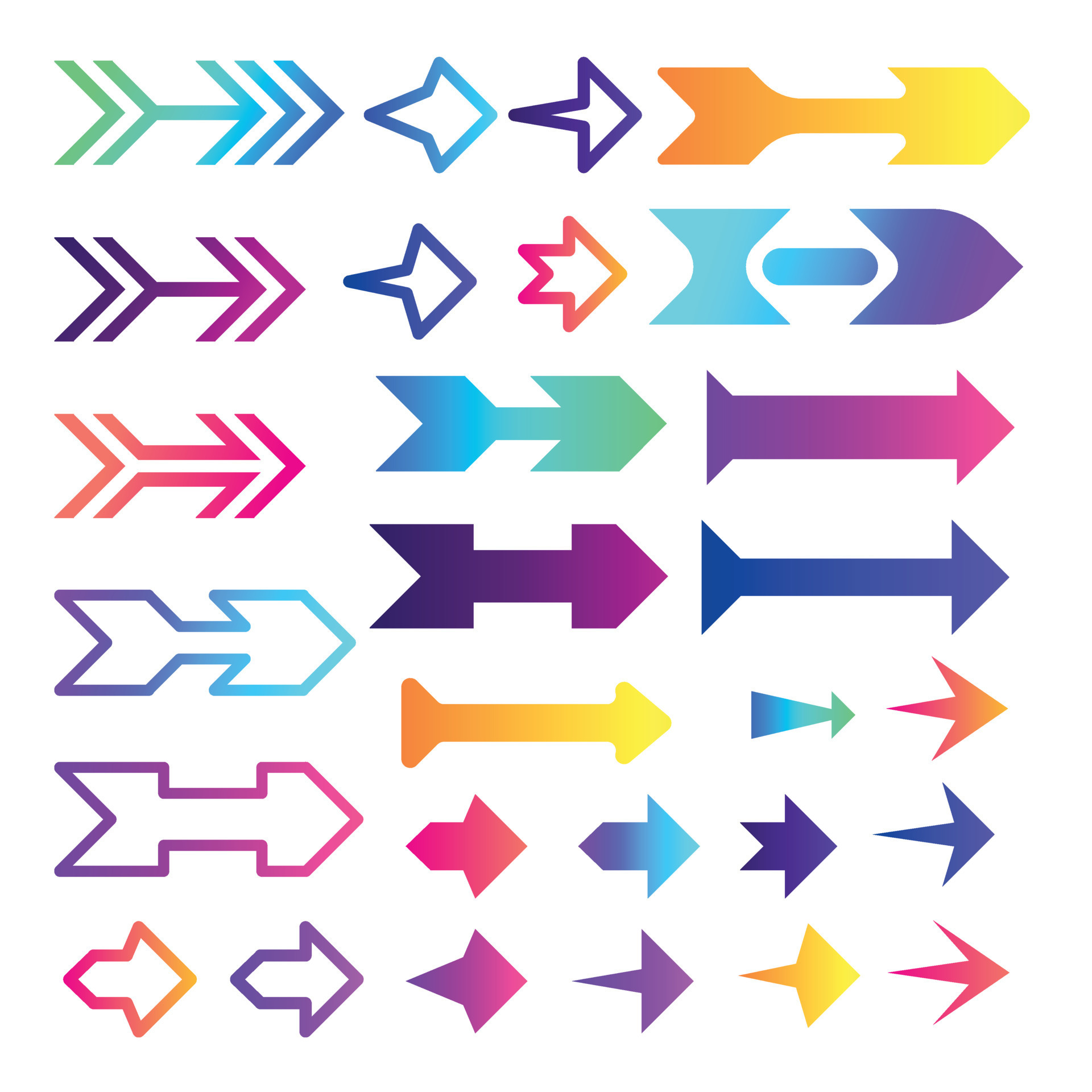 Colorful Arrows set icons. Artistic Arrows set icons. set of colorful ...