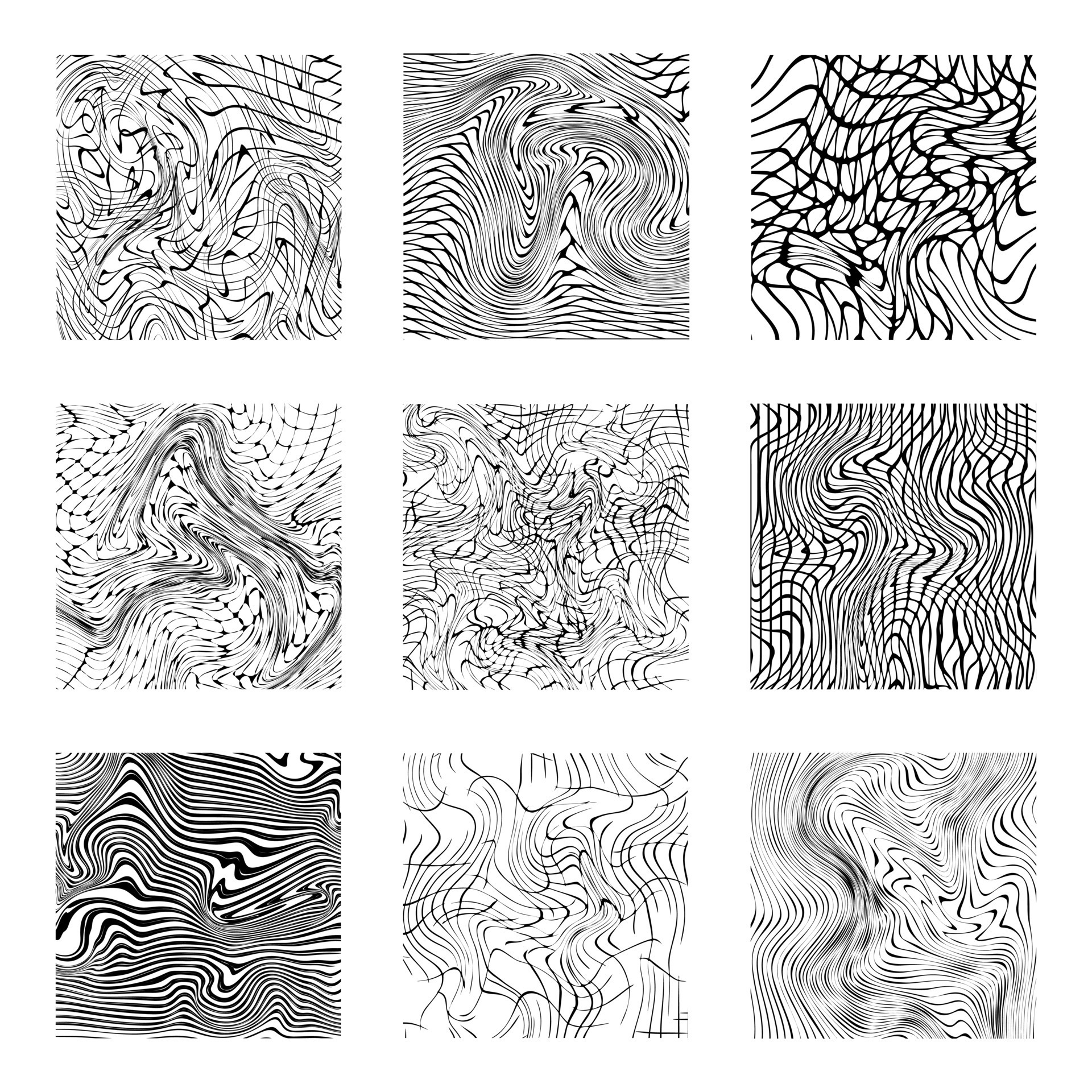 Square with wavy abstract line texture vector set 8084969 Vector Art at ...
