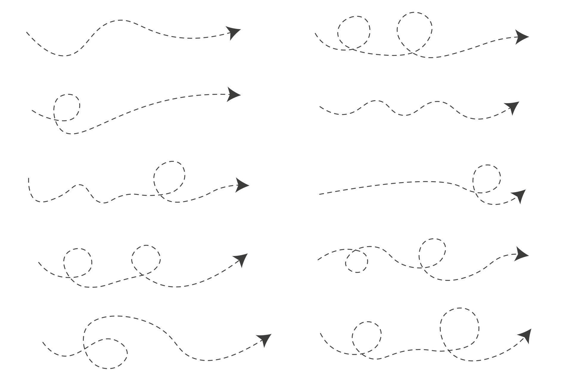 Set of Dashed Line Arrows 8085357 Vector Art at Vecteezy
