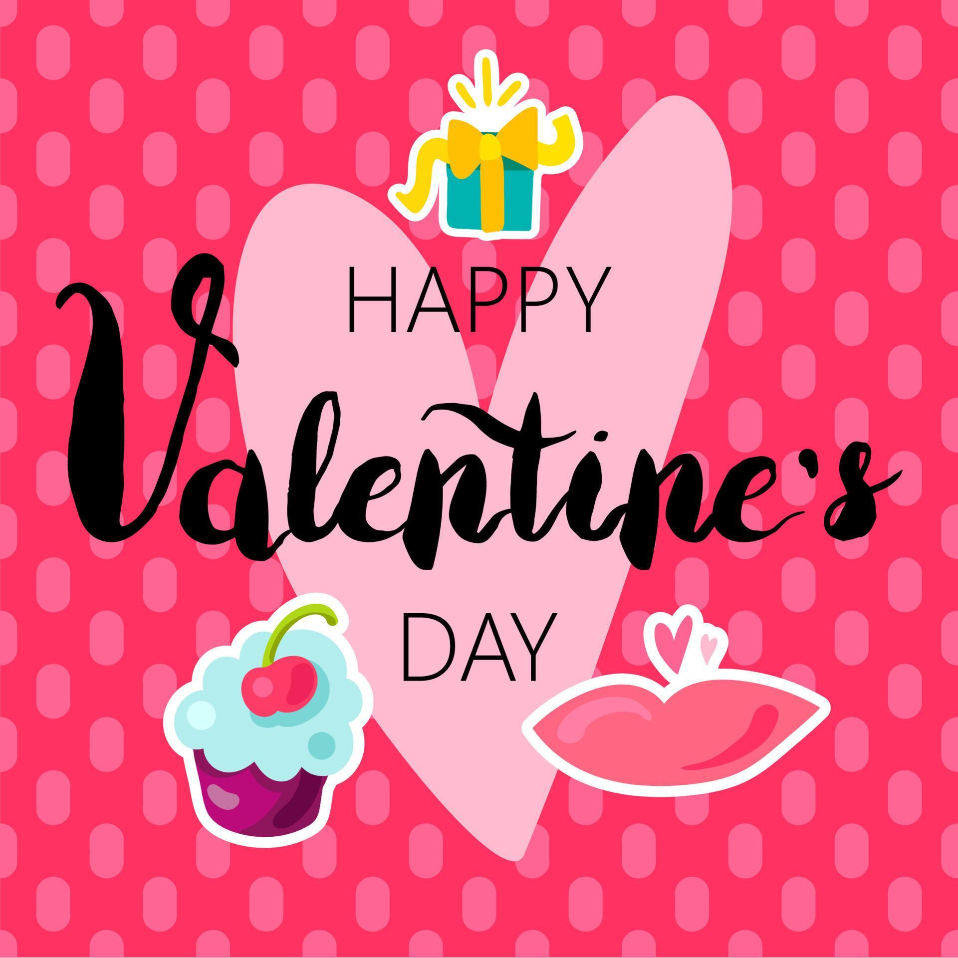 Happy Valentine Day Greeting Card Cartoon Template 8089311 Vector Art