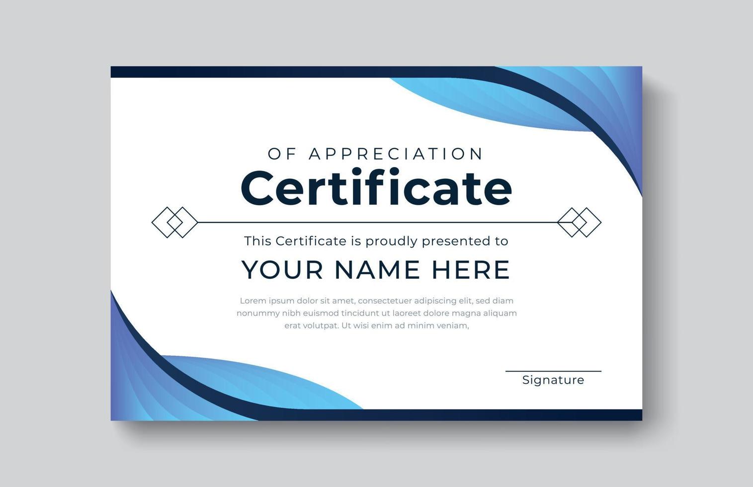 Modern abstract certificate appreciation achievement template award ...