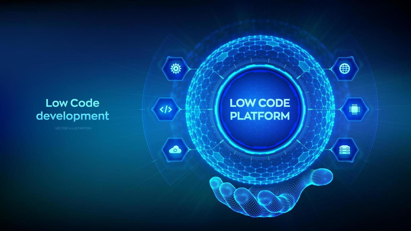 Low Code Platform Low Code Development Technology Concept Lcdp Easy Coding Hexagonal Grid