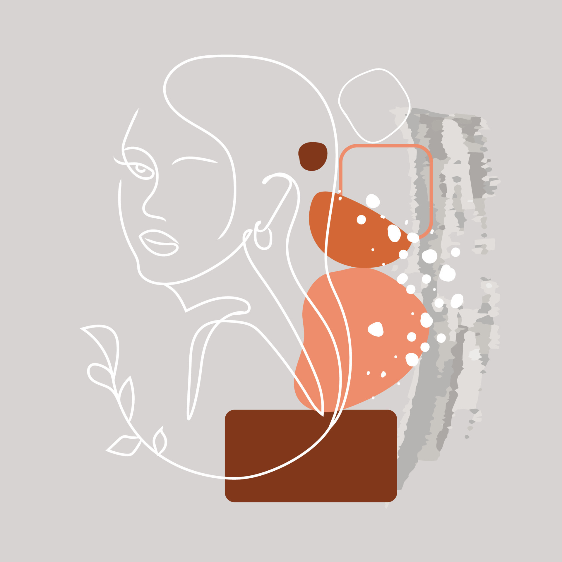 Abstract Art Poster Woman Face With Spots And Organic Shapesvector