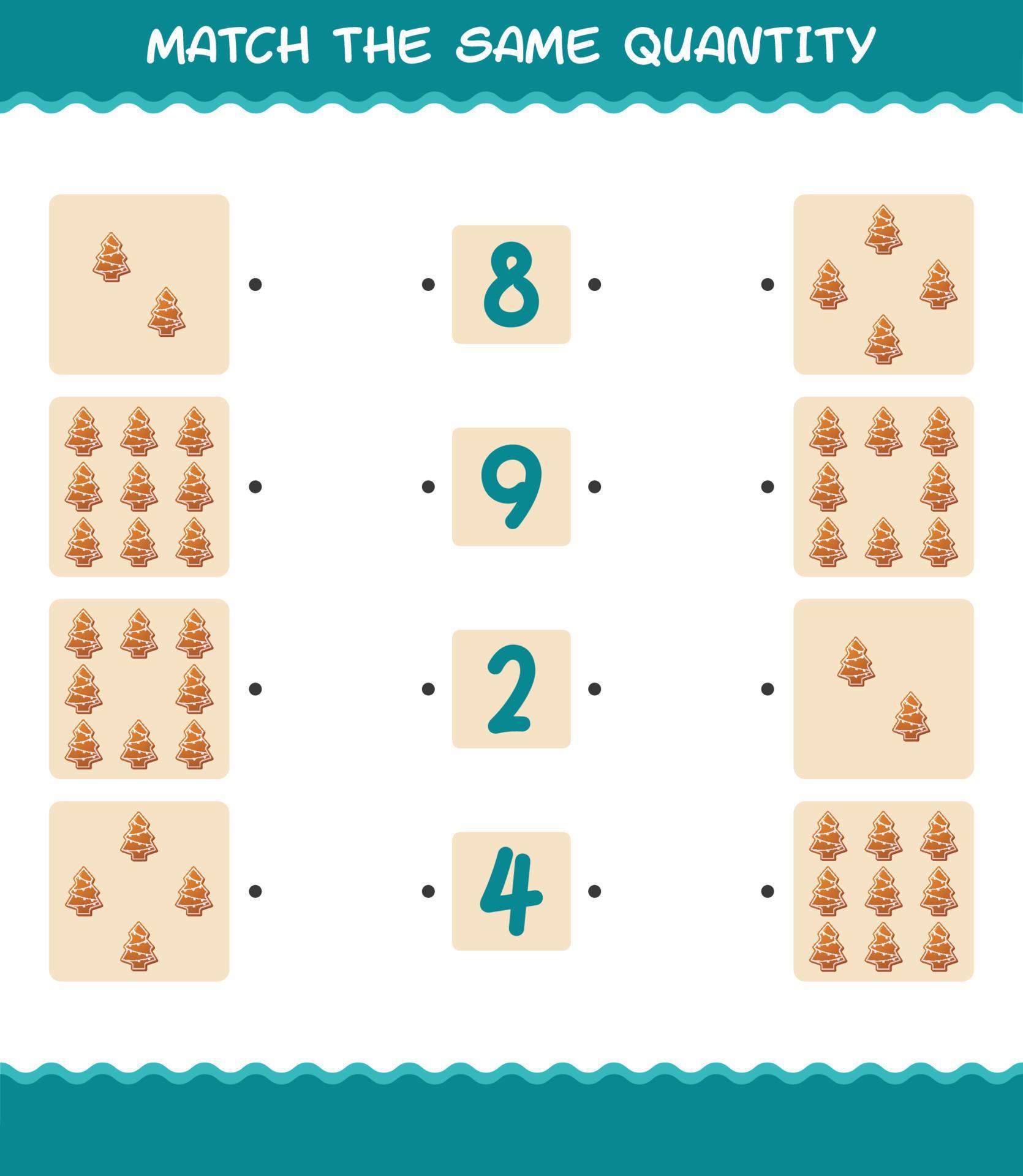 Match the same quantity of gingerbread cookie. Counting game ...