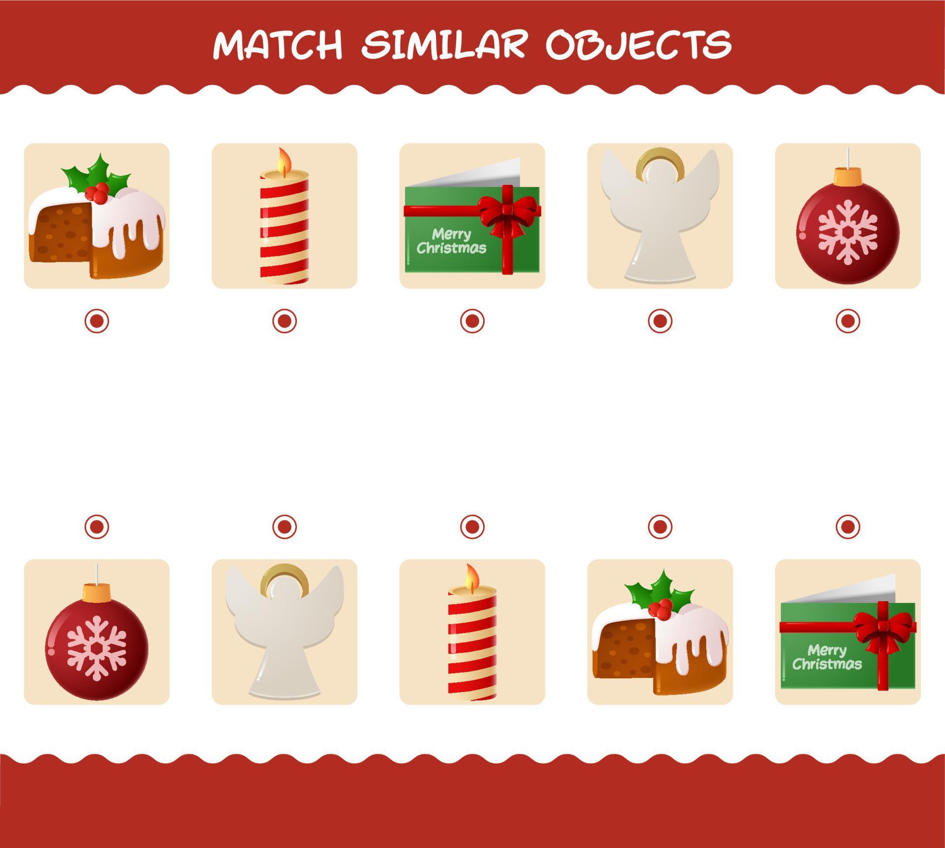 Match similar of cartoon christmas. Matching game. Educational game for ...