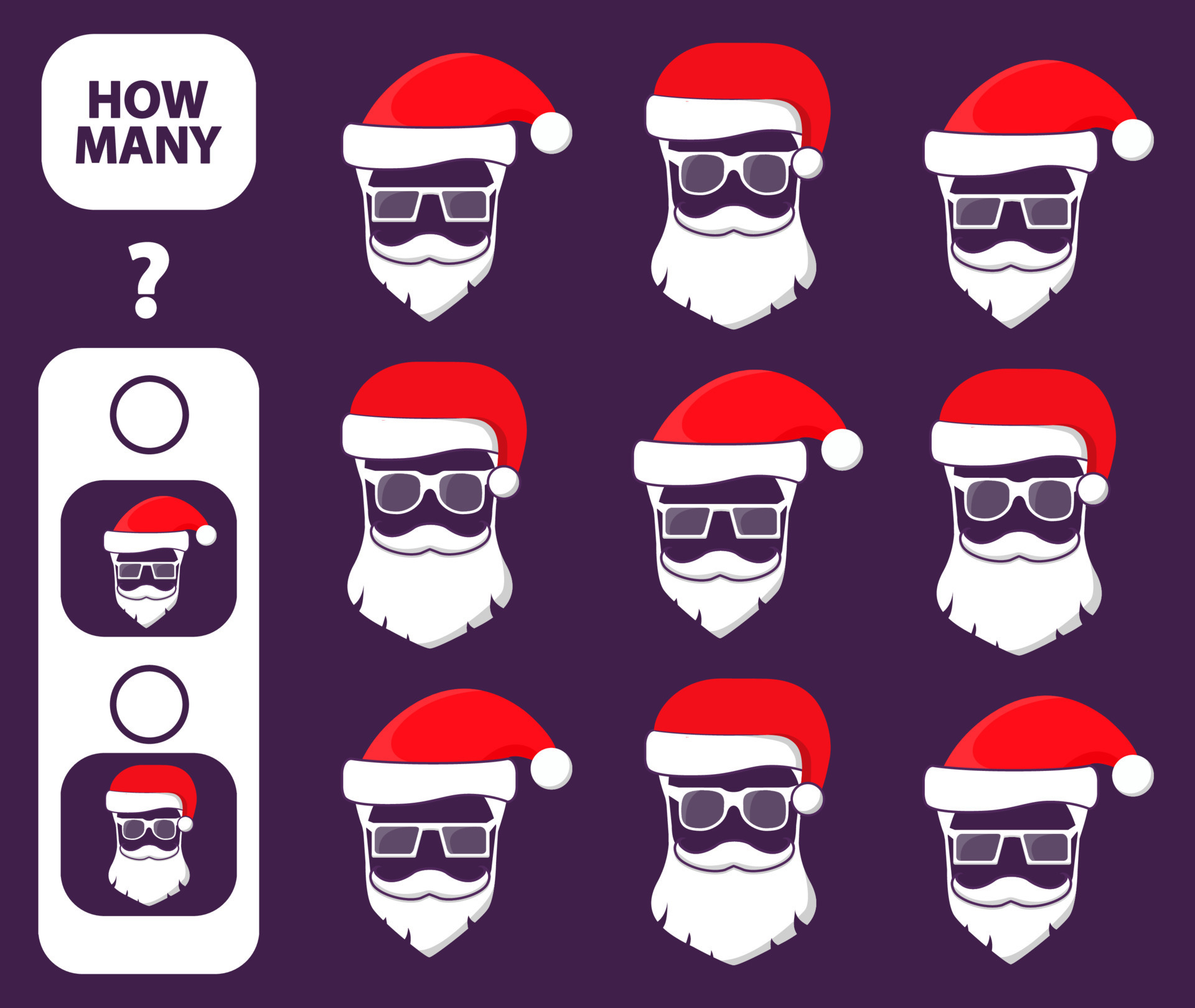 Count how many Santa Claus is educational game. Maths task development ...