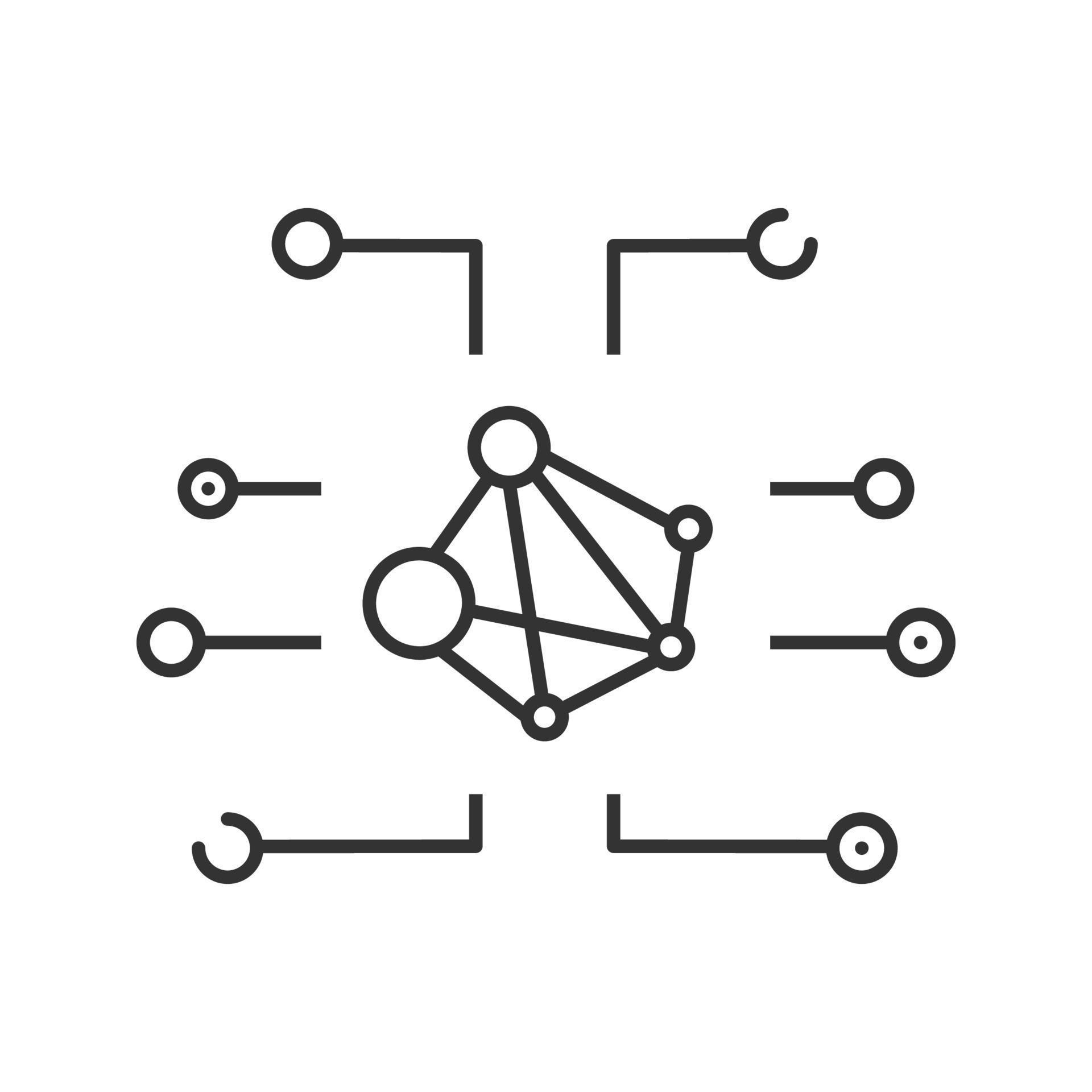 Global Network Linear Icon Thin Line Illustration Blockchain