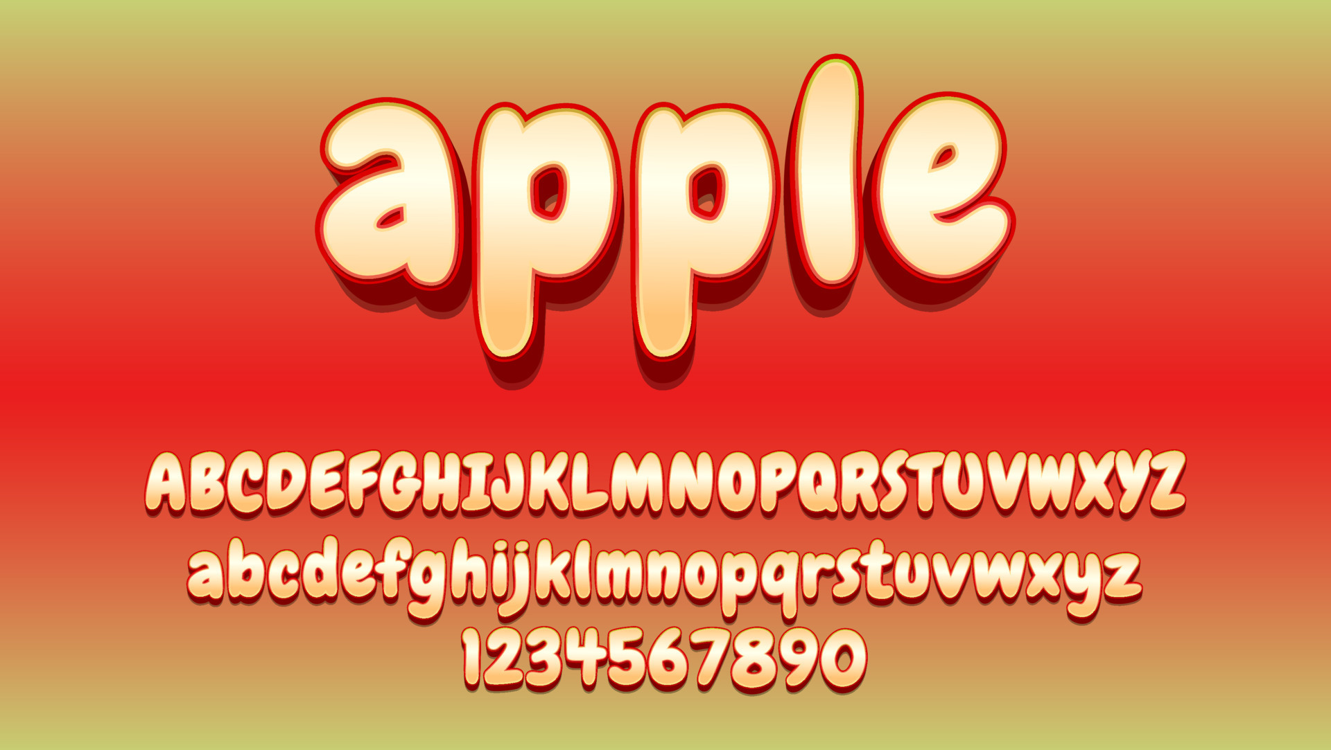 Modern 3d Gradient Word Apple Editable Text Effect Design Template ...