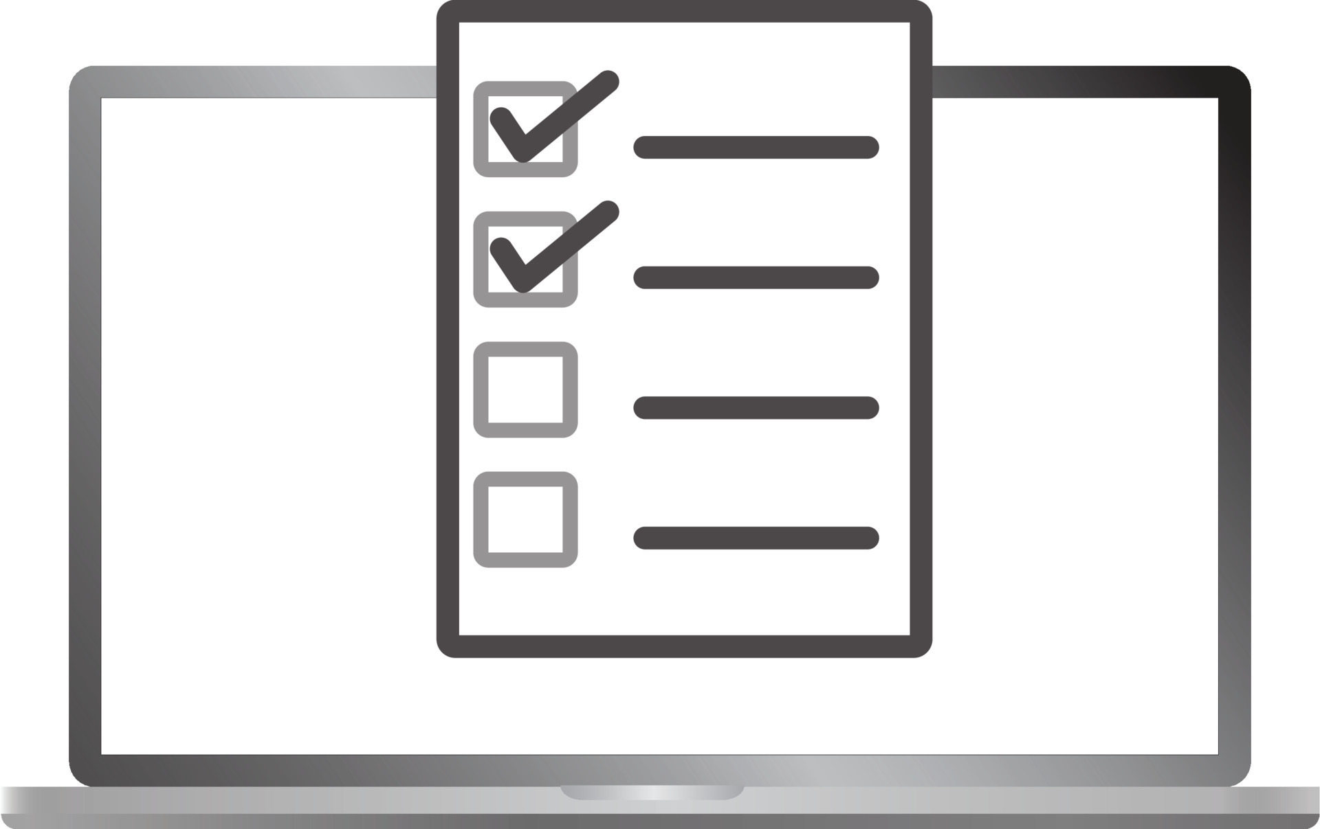 survey on laptop. online form icon. online form survey icon. checkboxes ...