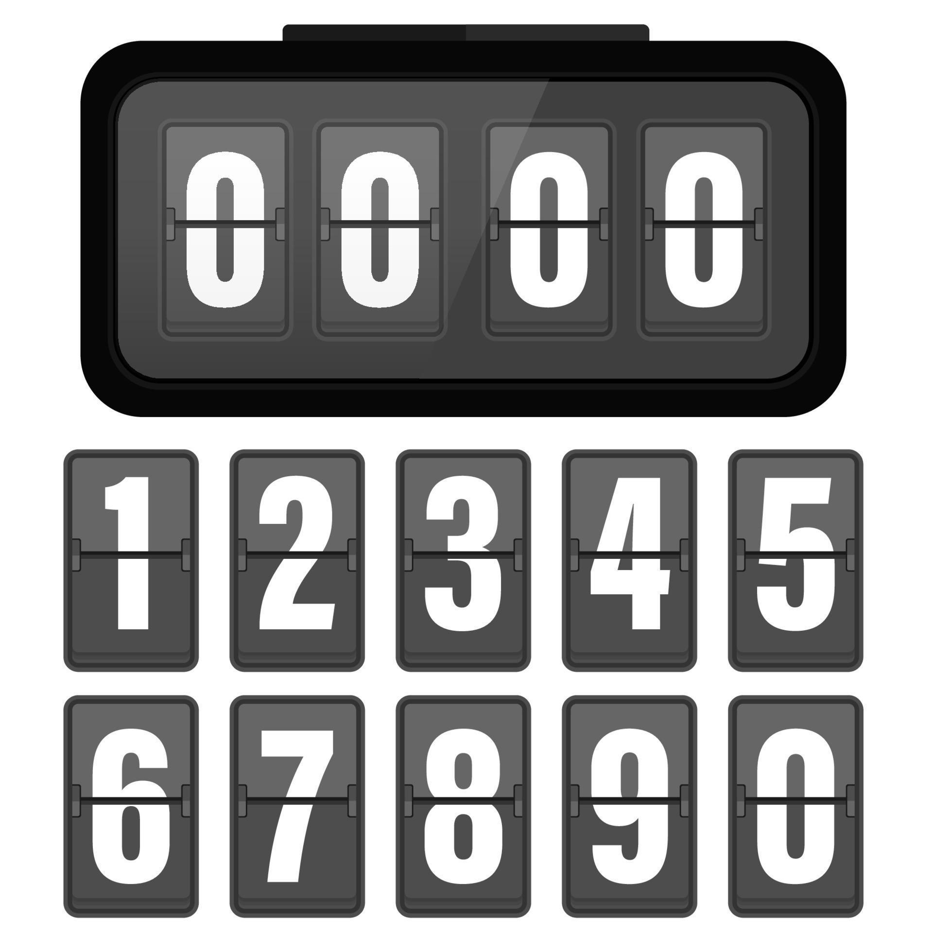 Analog flip clock counter. Retro design with numbers template. Flat ...