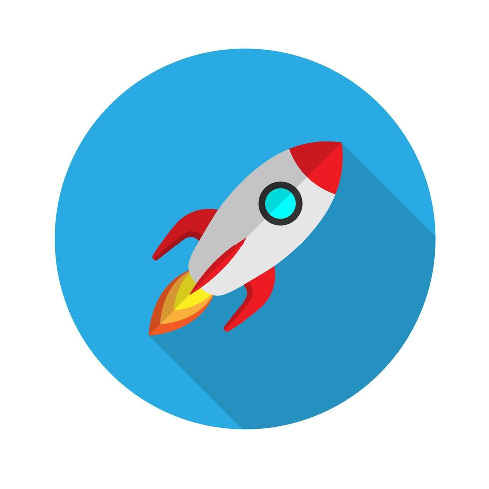 rocket flat icon.Vector illustration in a simple style with a falling ...