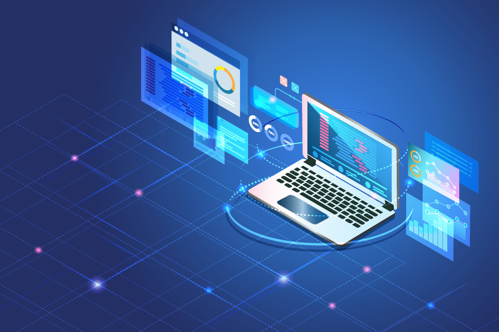 Web Development Software Coding And Programming On Application In Laptop Computer Devices With