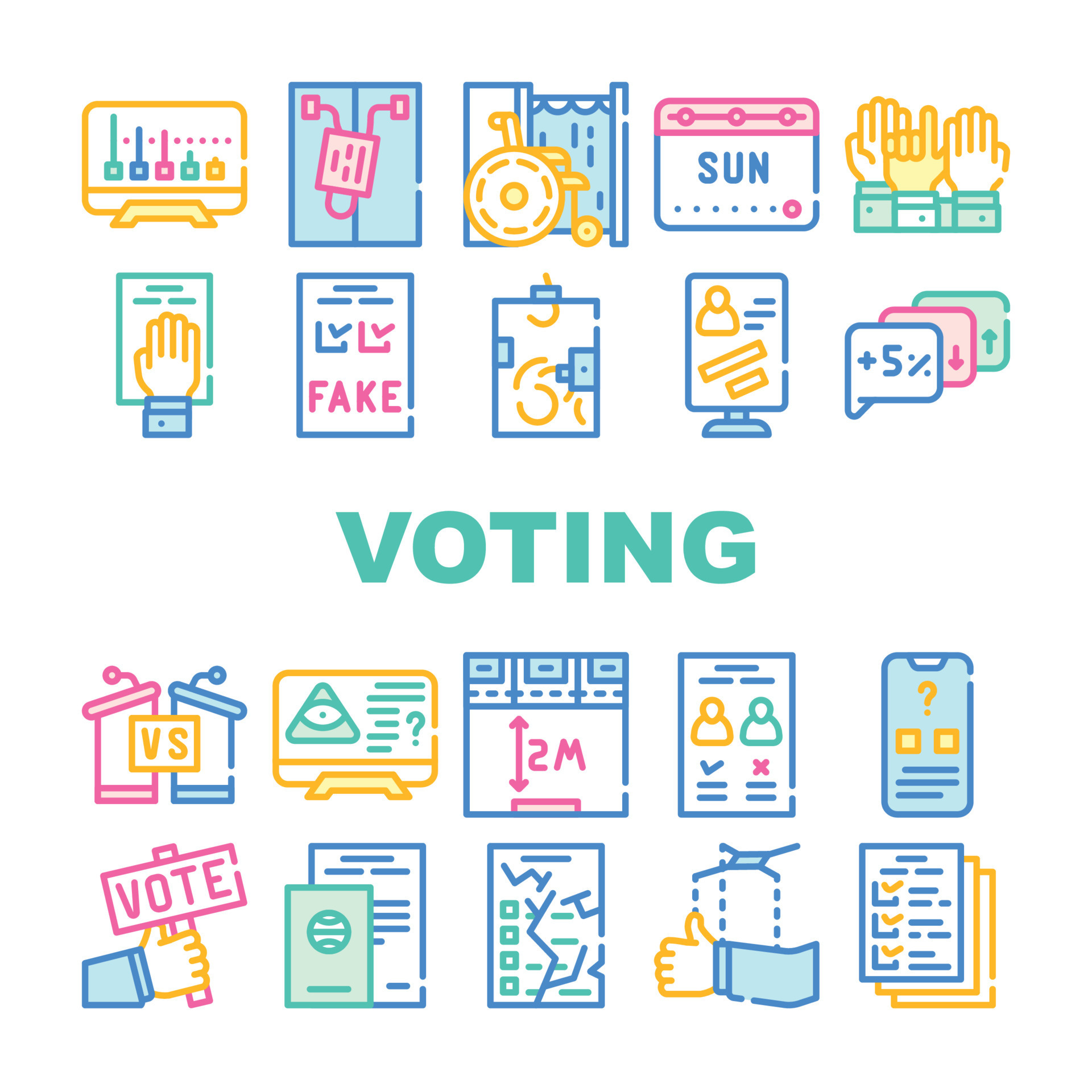 Voting And Elections Collection Icons Set Vector 8150030 Vector Art At Vecteezy