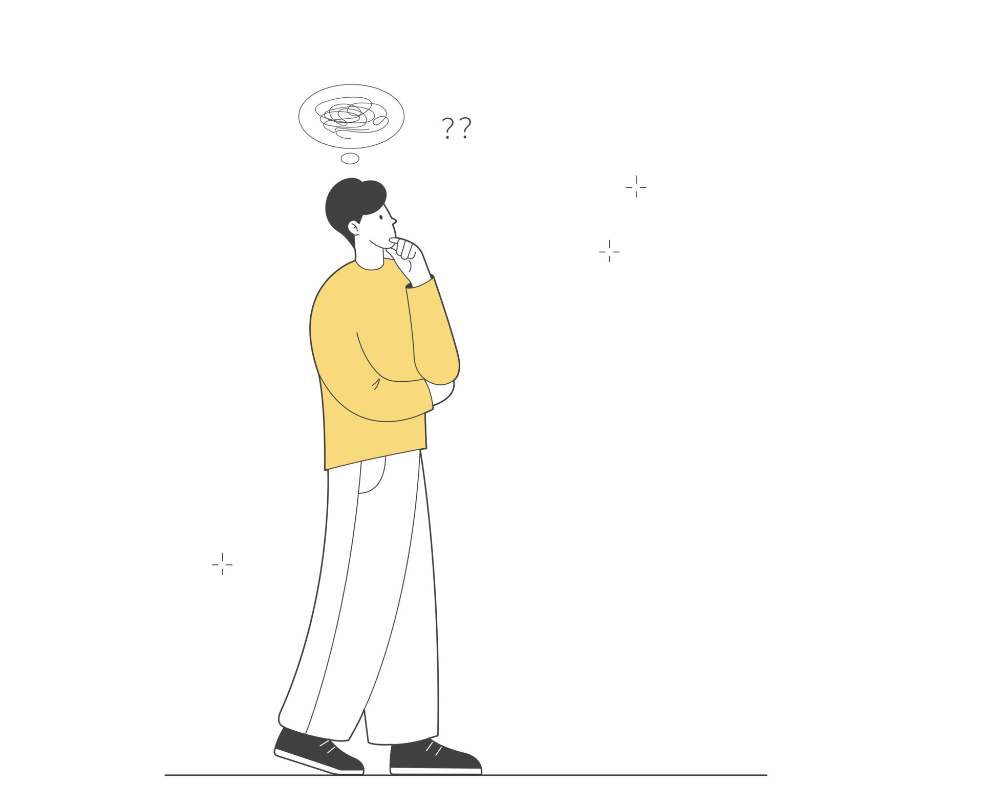 Thoughtful character is looking for solution. Problem solving and ...