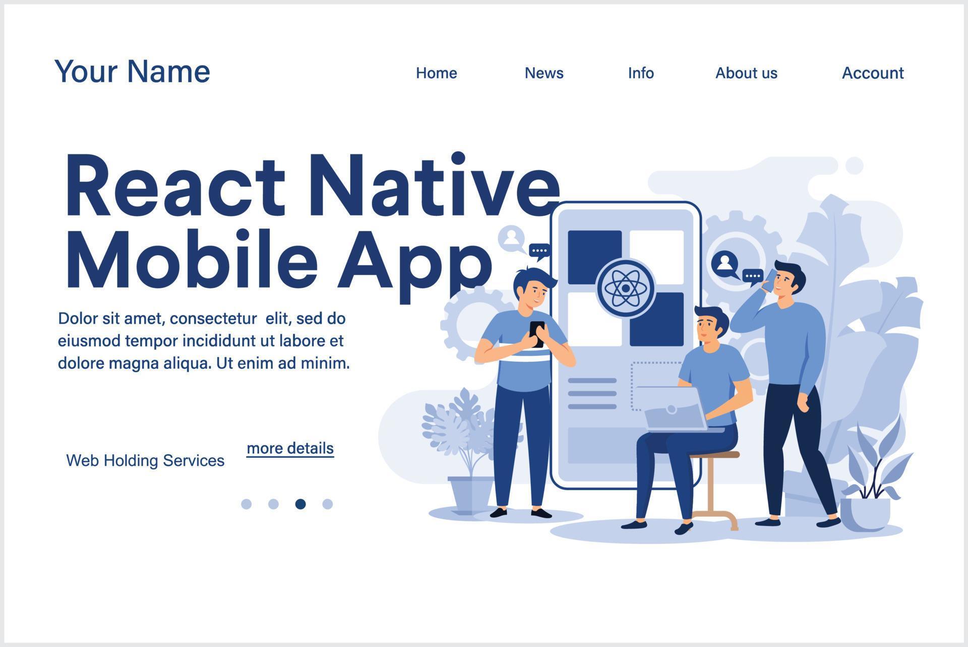 react native mobile apps development concept with modern flat style ...